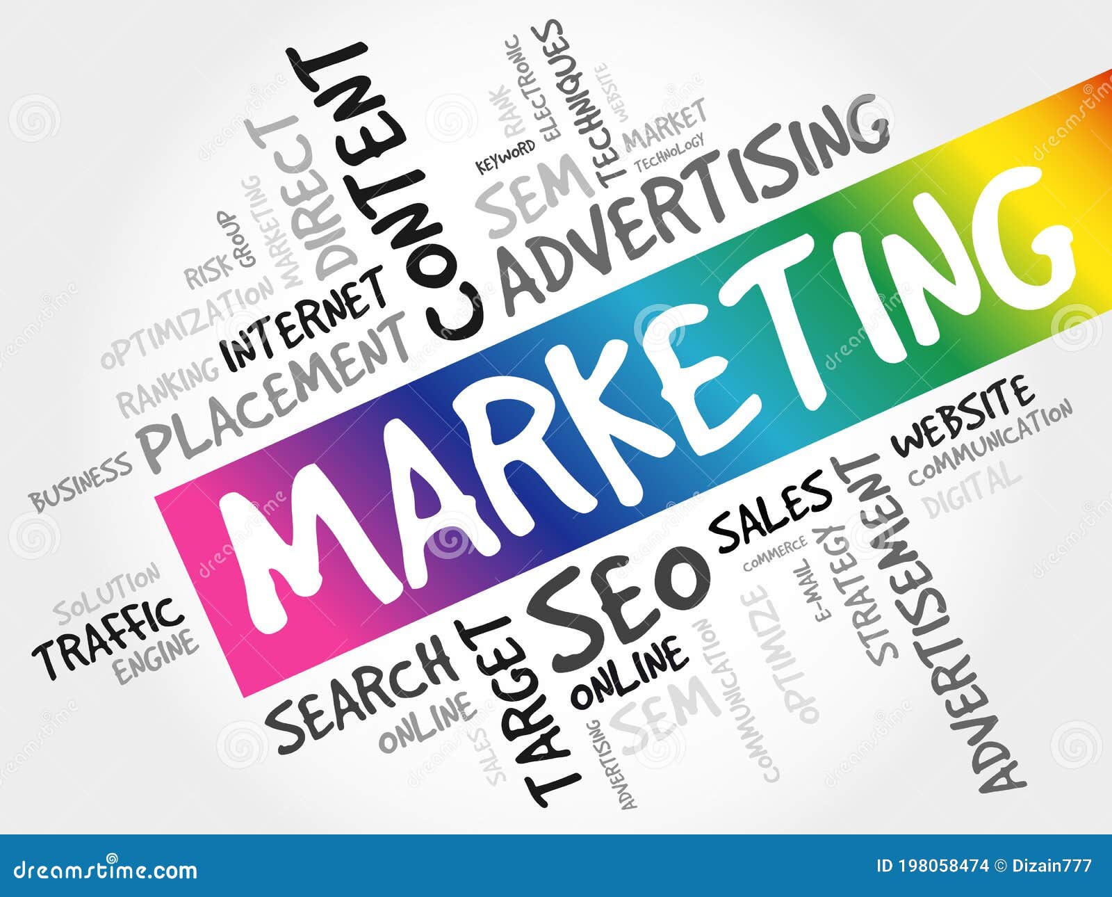 MARKETING Word Cloud Concept Stock Illustration - Illustration of ...