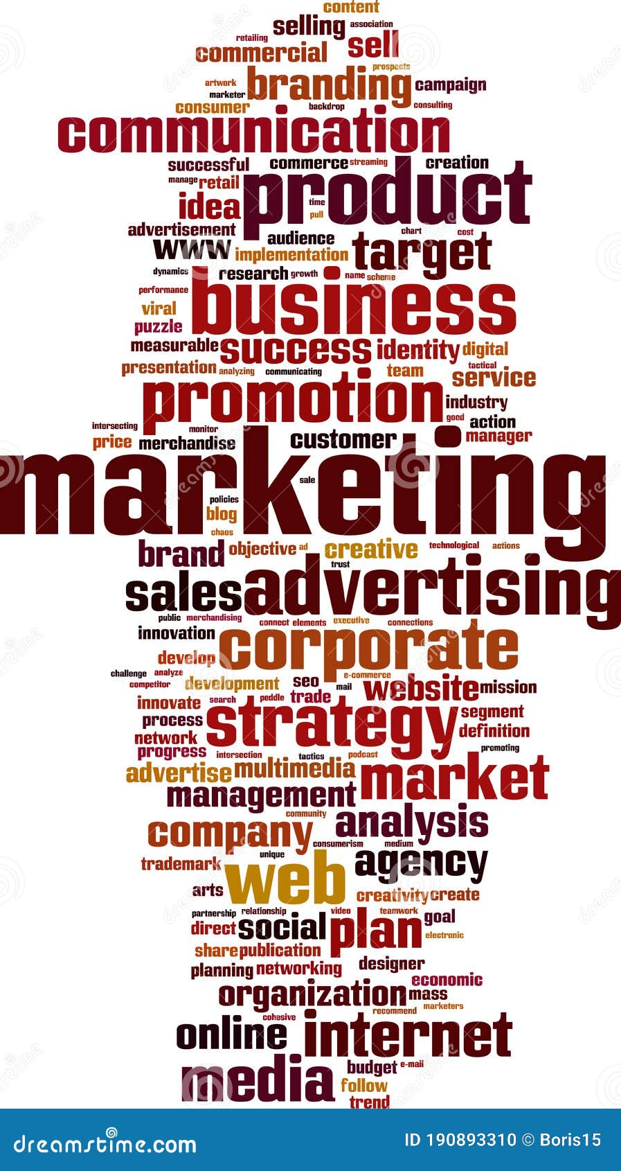 Marketing word cloud stock vector. Illustration of branding - 190893310