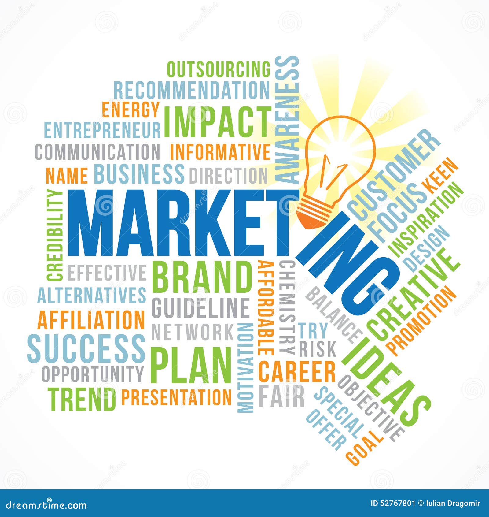 Marketing Word Cloud stock vector. Illustration of creativity - 52767801