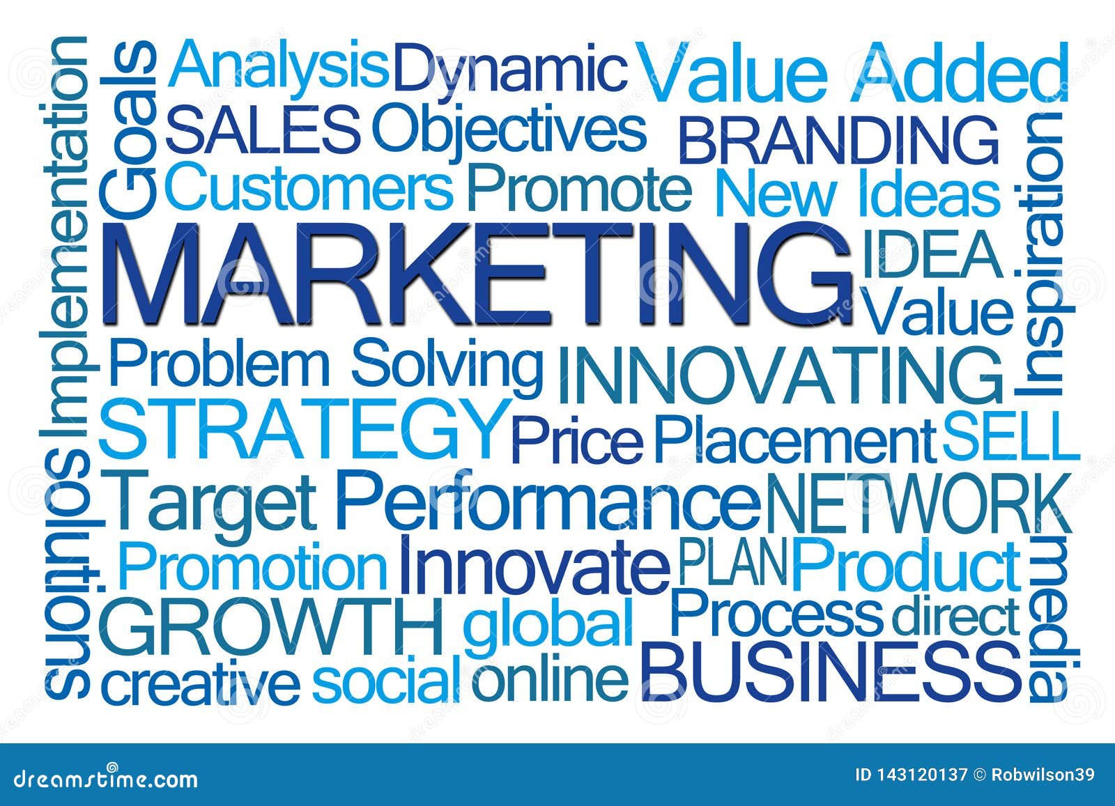 Marketing Word Cloud stock illustration. Illustration of objectives ...