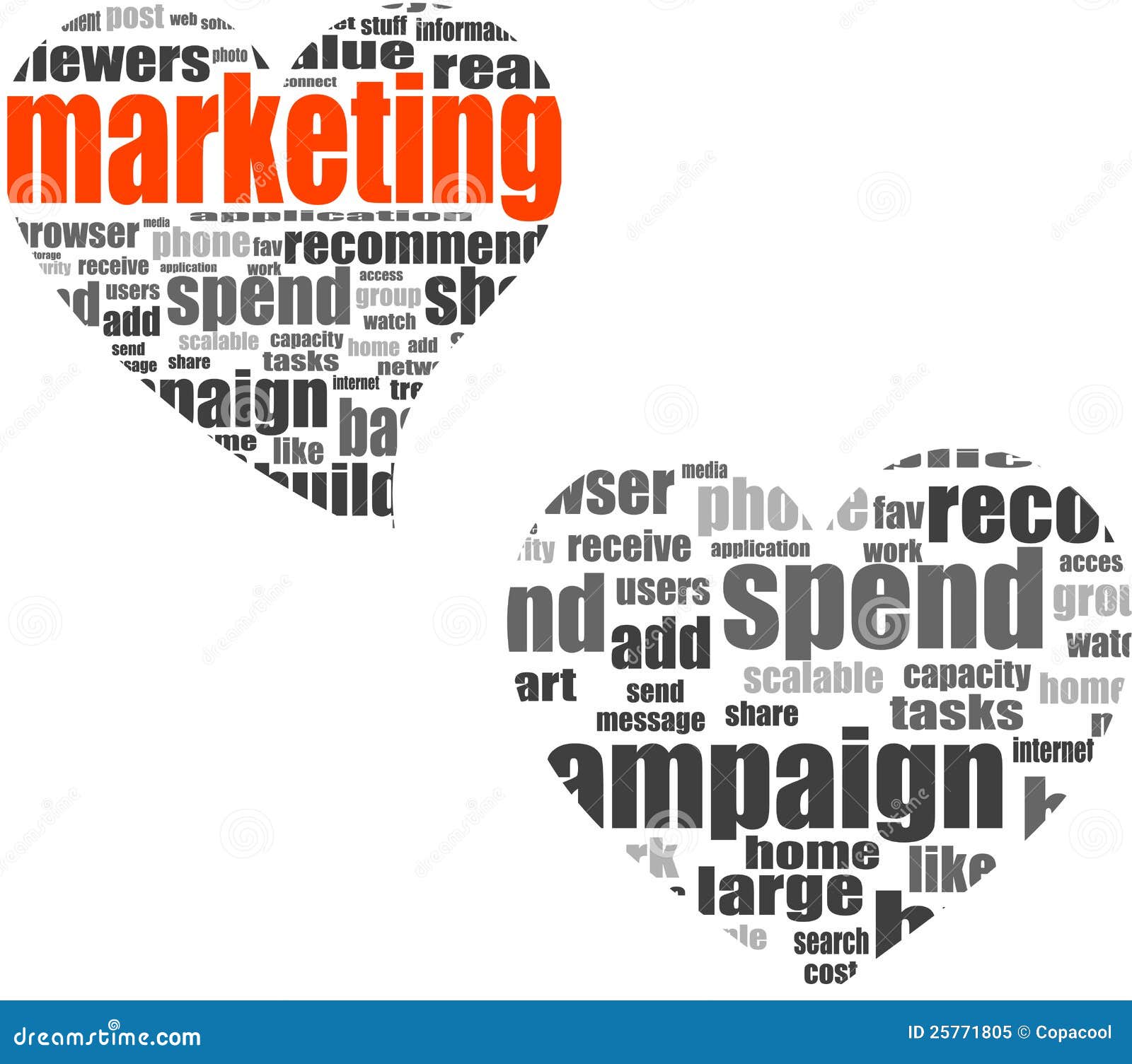 Marketing. Word Collage Set in Heart Shape Stock Vector - Illustration ...