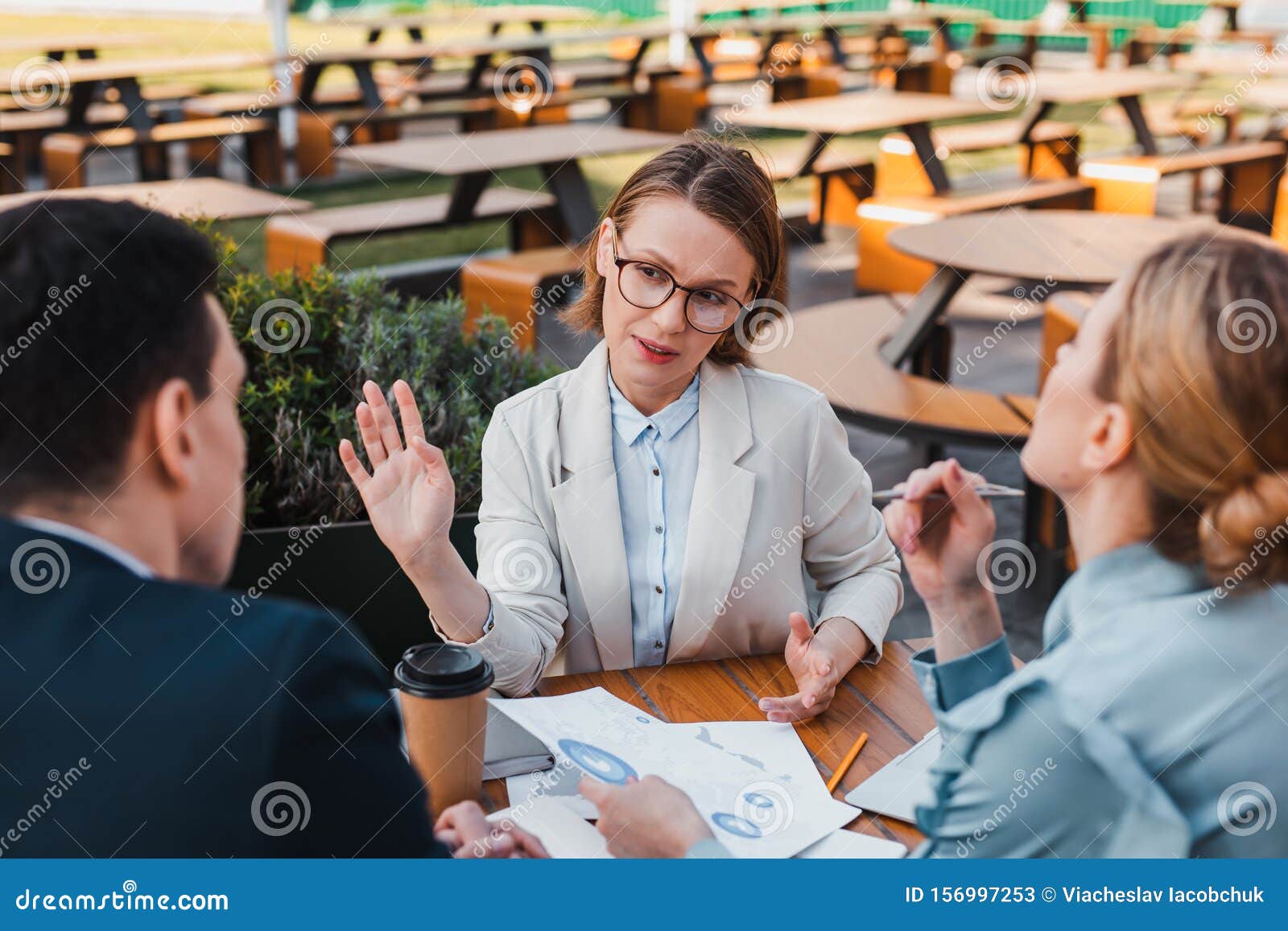 Marketologists Discussing a Marketing Plan for a New Project Stock ...