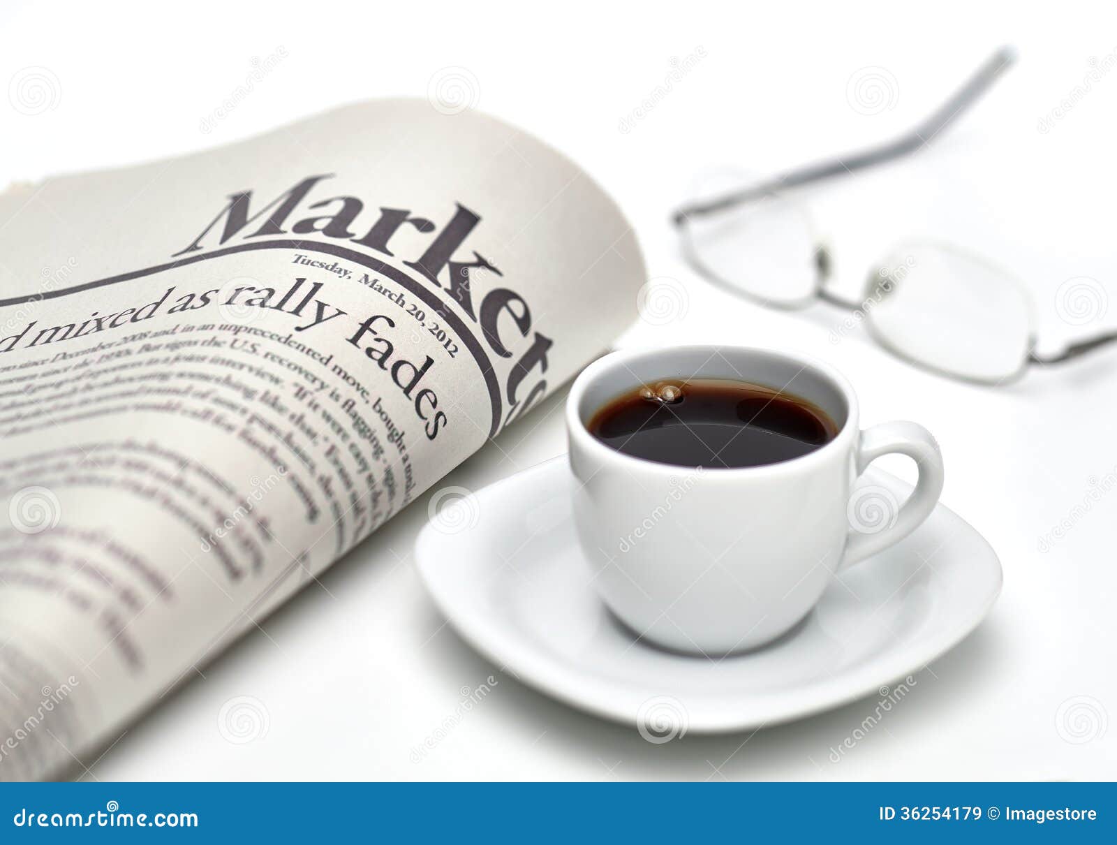 Markets Newspaper with Coffee Stock Image - Image of economy, coffee ...