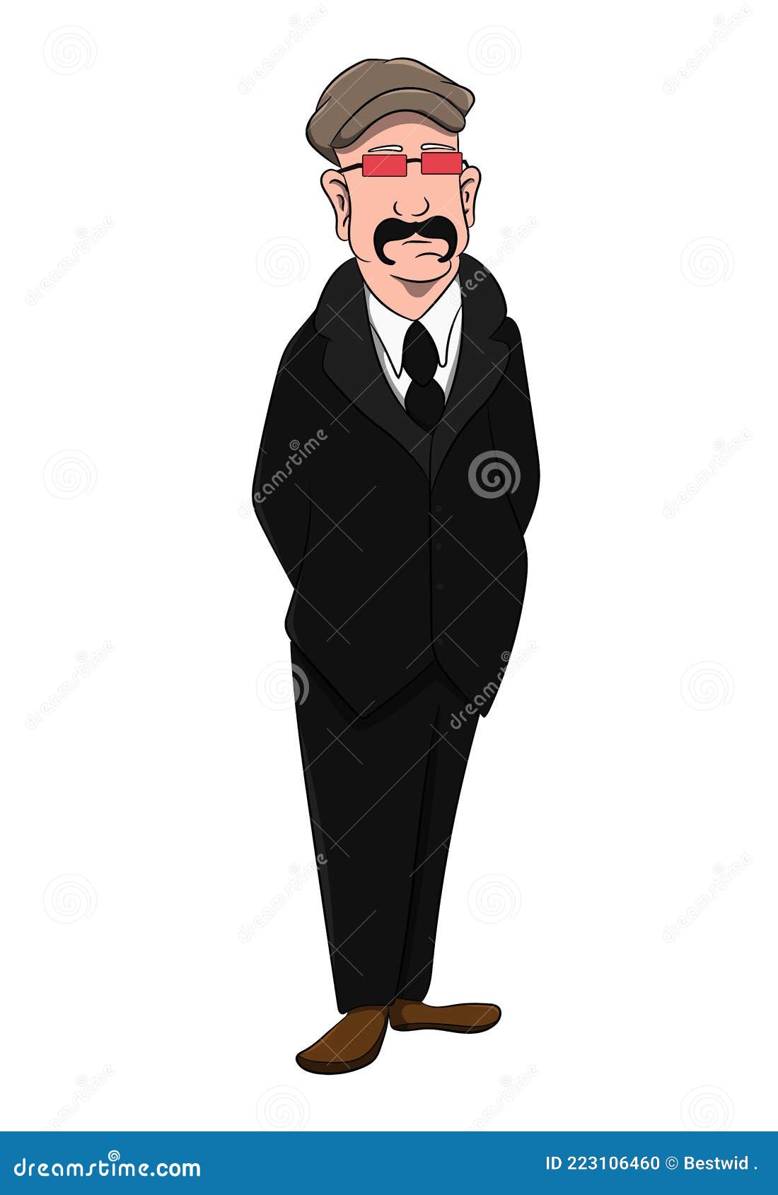 Detective Mustache Men Investigator Cartoon Character Stock Vector ...