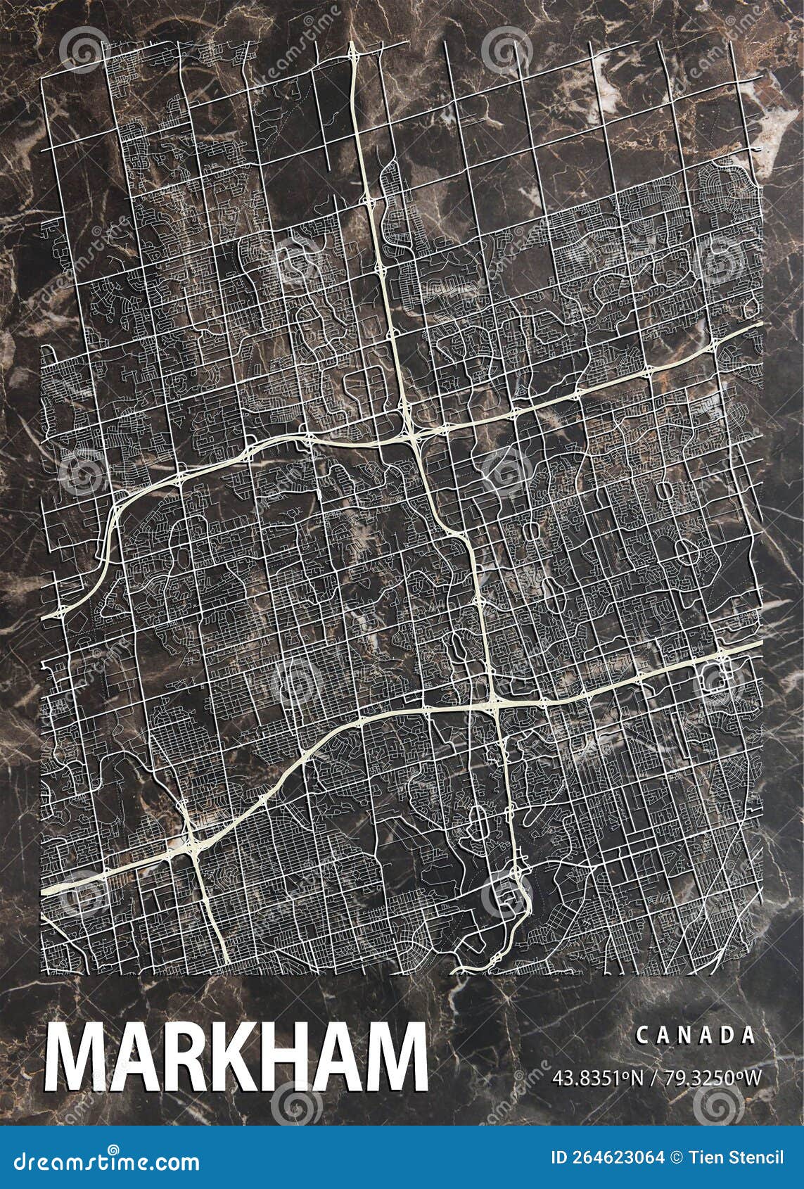 Markham - Canada Wrightia Marble Map Stock Illustration - Illustration ...