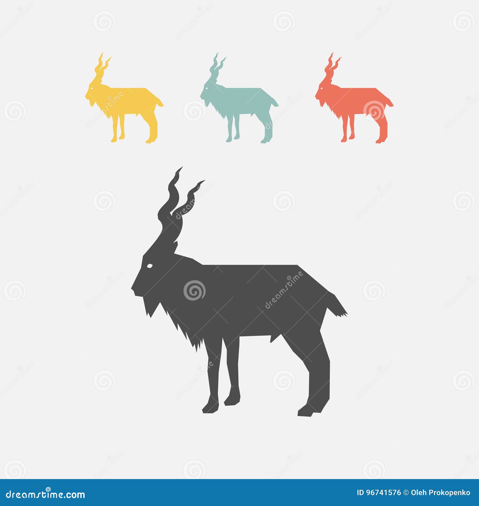 Markhor flat icon. stock vector. Illustration of furry - 96741576