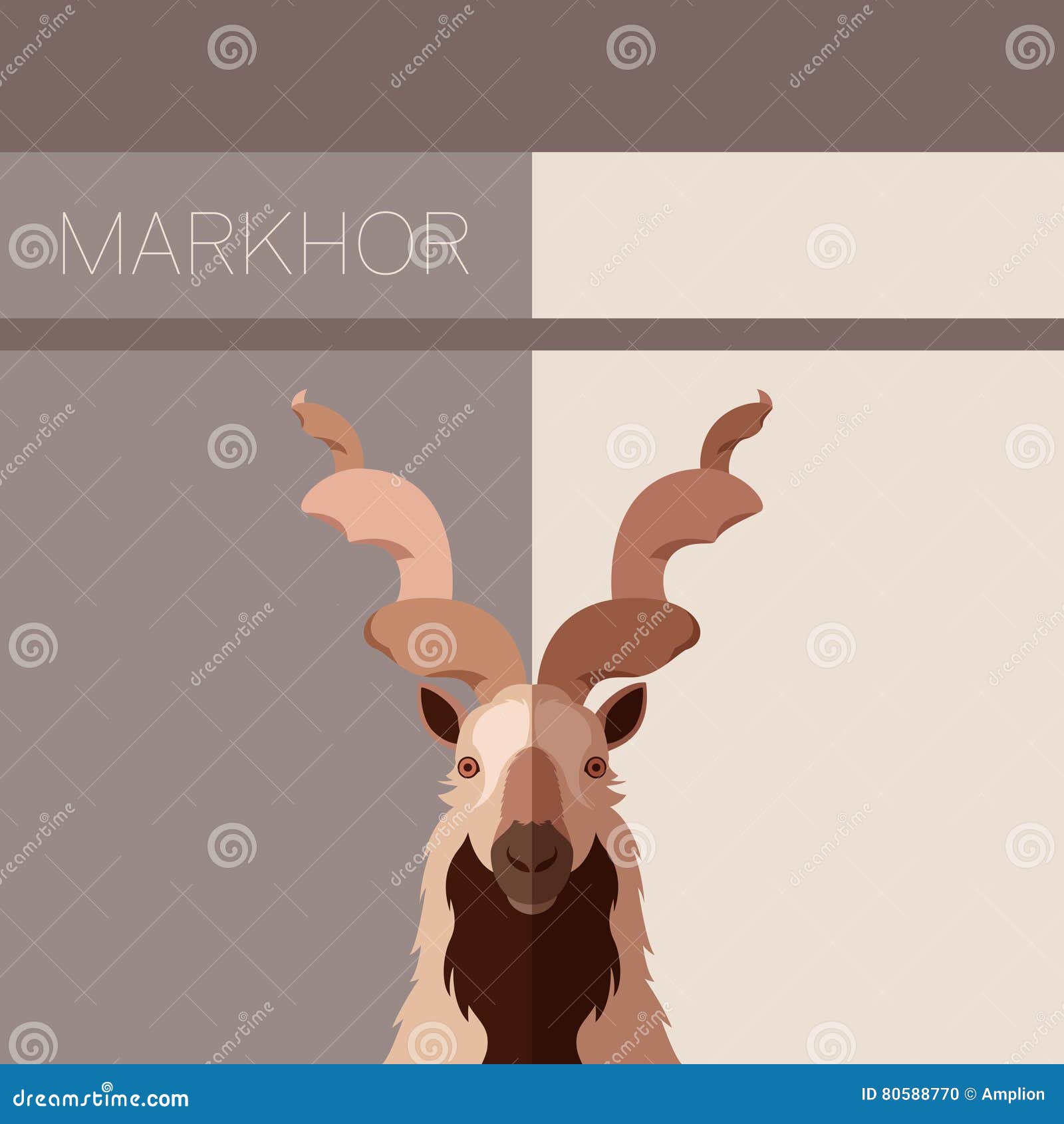 Markhor flat postcard stock vector. Illustration of hoofed - 80588770