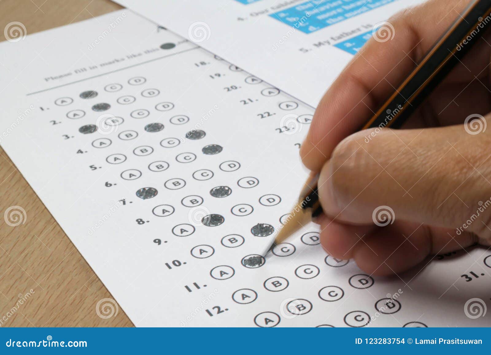 Marking on answer sheet stock photo. Image of evaluation - 123283754