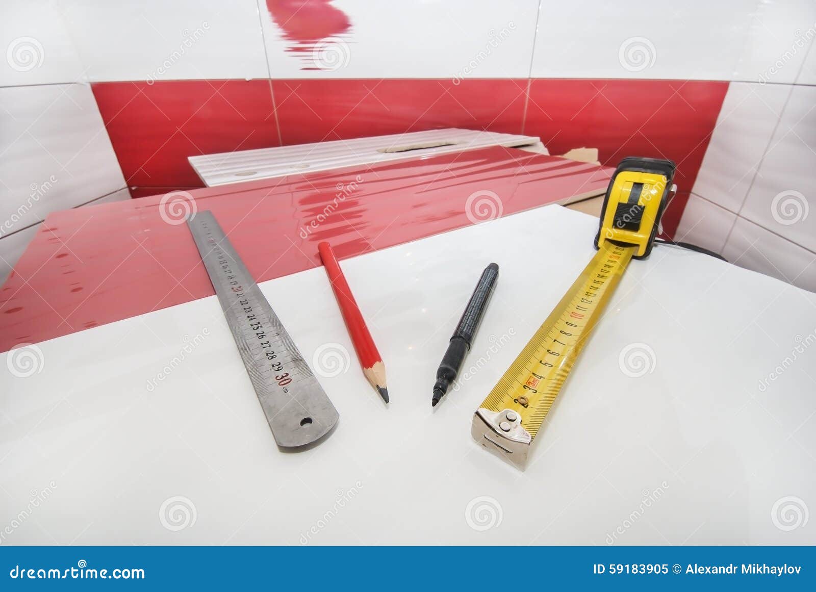 Marking Of Ceramic Tiles Stock Image | CartoonDealer.com #59183905