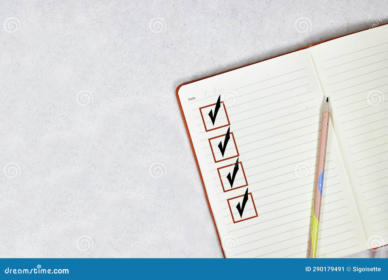 Marking on Checklist Box on Notebook. Checklist Concept, Copy Space ...