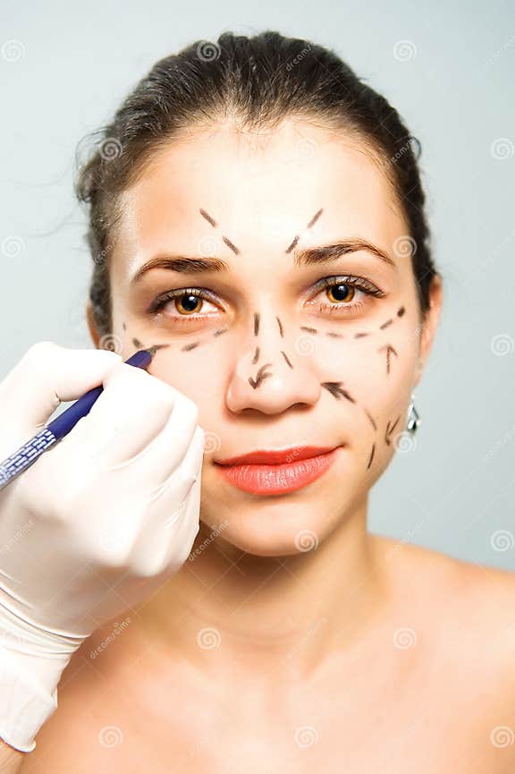 Marking Face for Cosmetic Surgery Stock Image - Image of facial, exam ...