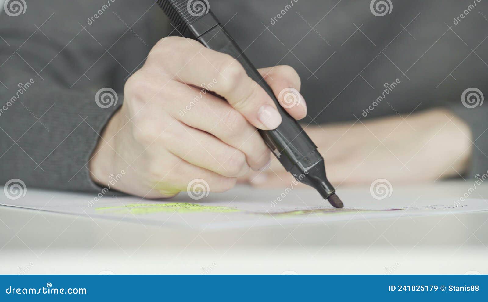 Marking an Important Text in a Note with a Black Marker Stock Image ...