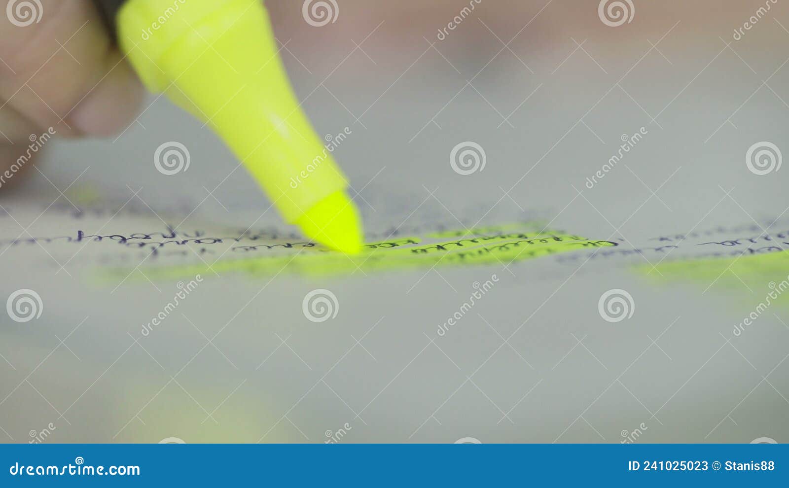 Marking an Important Text in a Note with a Yellow Marker Stock Image ...
