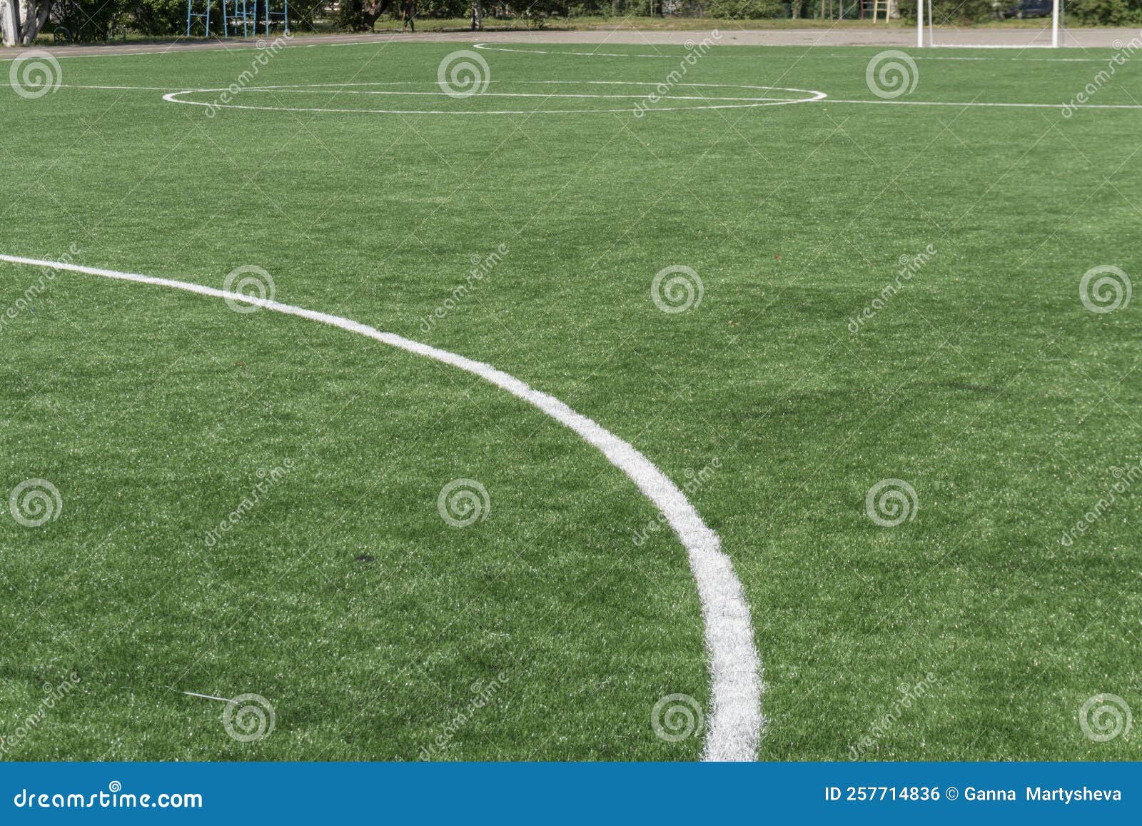 Marking on a Modern Stadium with Artificial Turf. Stock Photo - Image ...