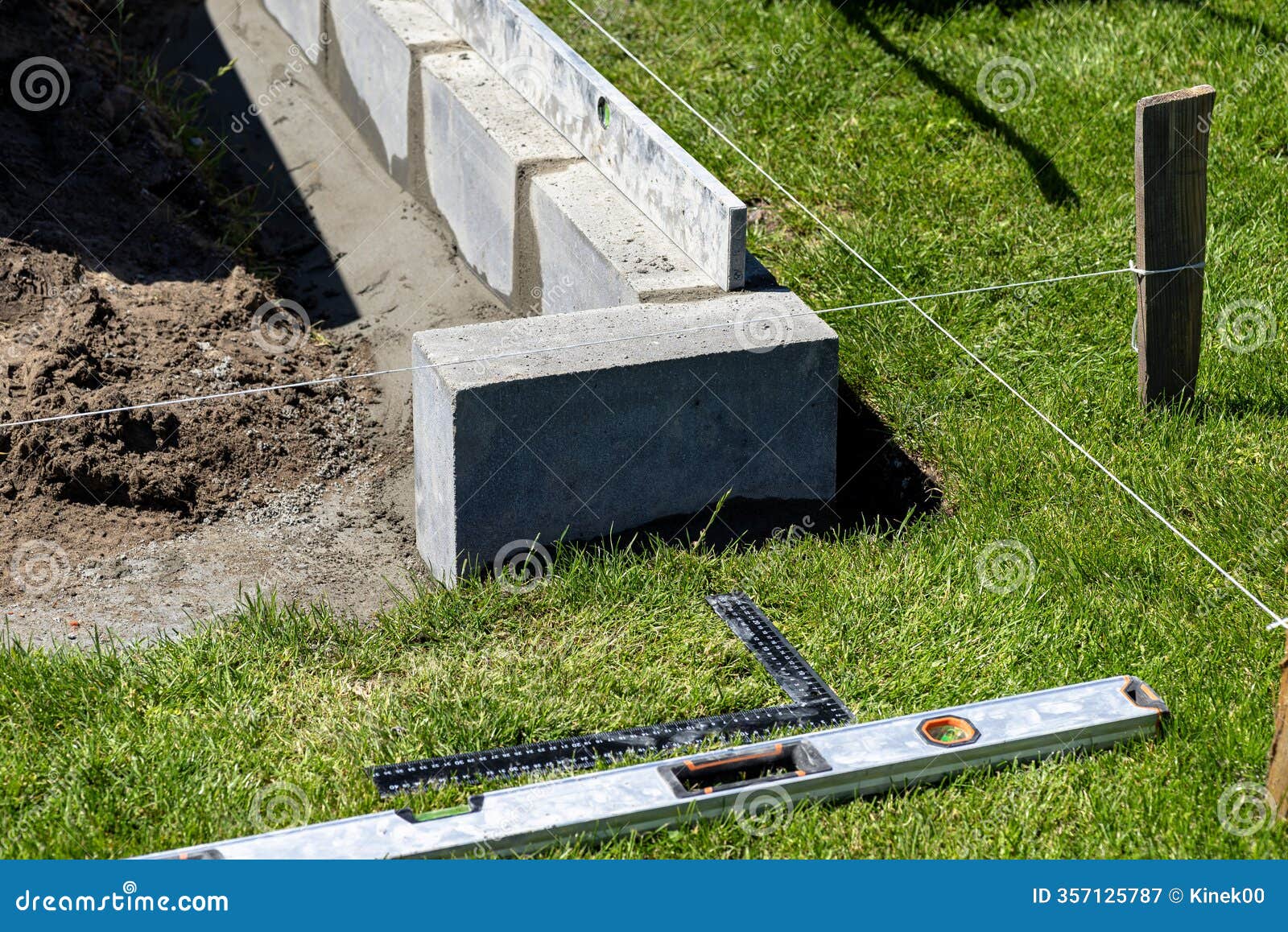 Marking Out Concrete Block Foundations for the Terrace Behind the House ...