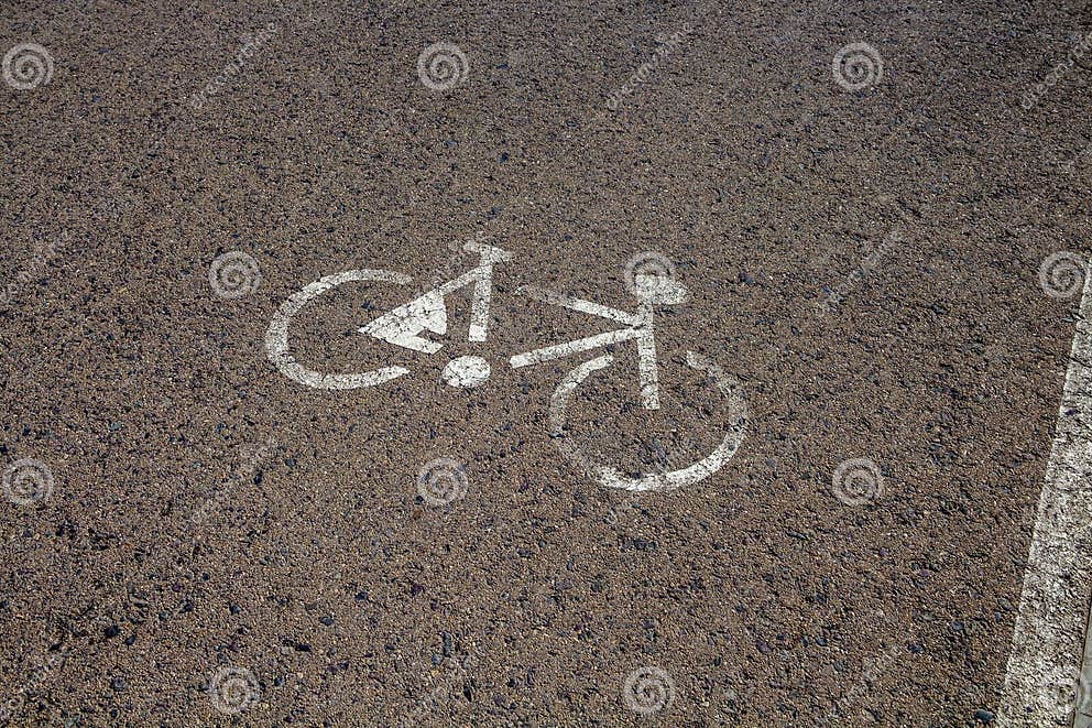 Marking Sign Bicycle Path on the Sidewalk. Stock Image - Image of ...
