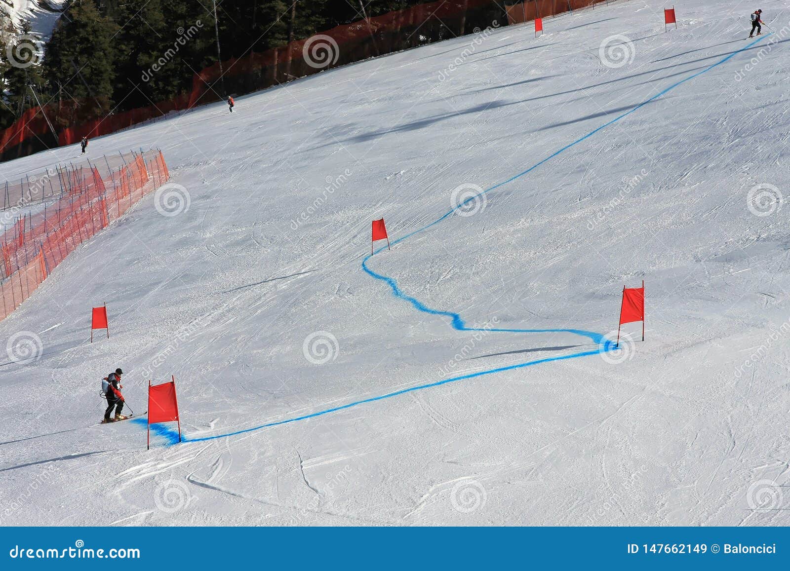 Marking Slalom Piste editorial stock image. Image of piste - 147662149
