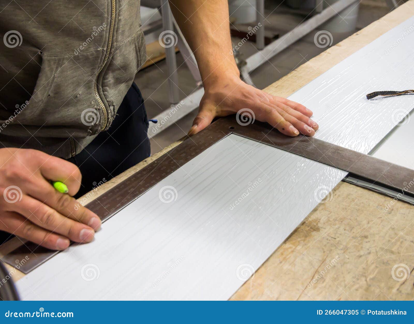 Marking a Strip of Metal with a Square Stock Image - Image of labor ...