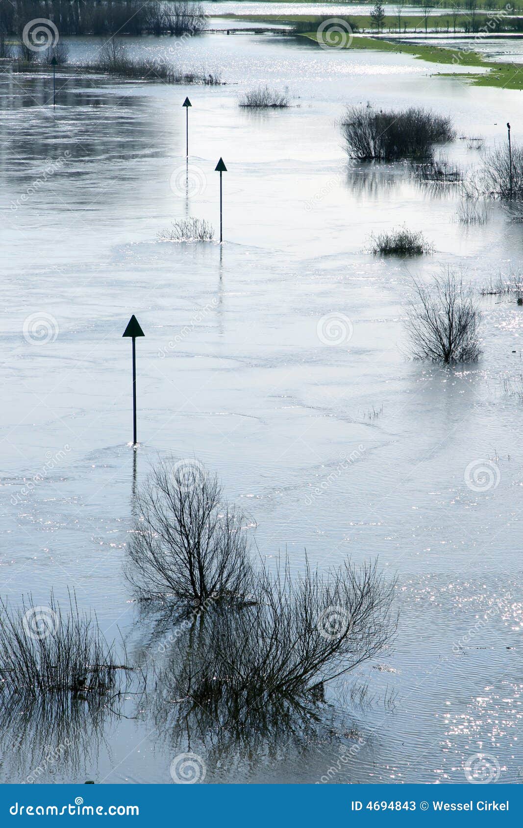 Marking the Waterway during Flood Stock Image - Image of buffer, drown ...