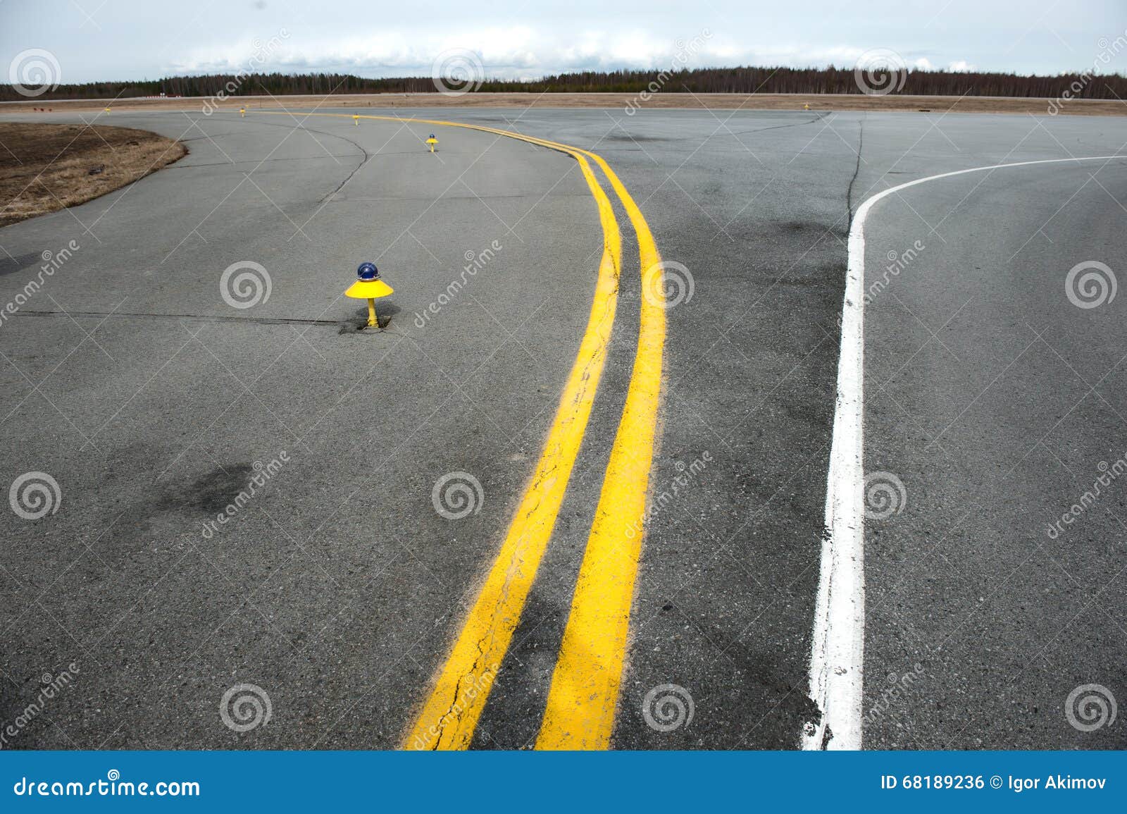 Marking Yellow Runway of a Small Airfield. Stock Photo - Image of ...