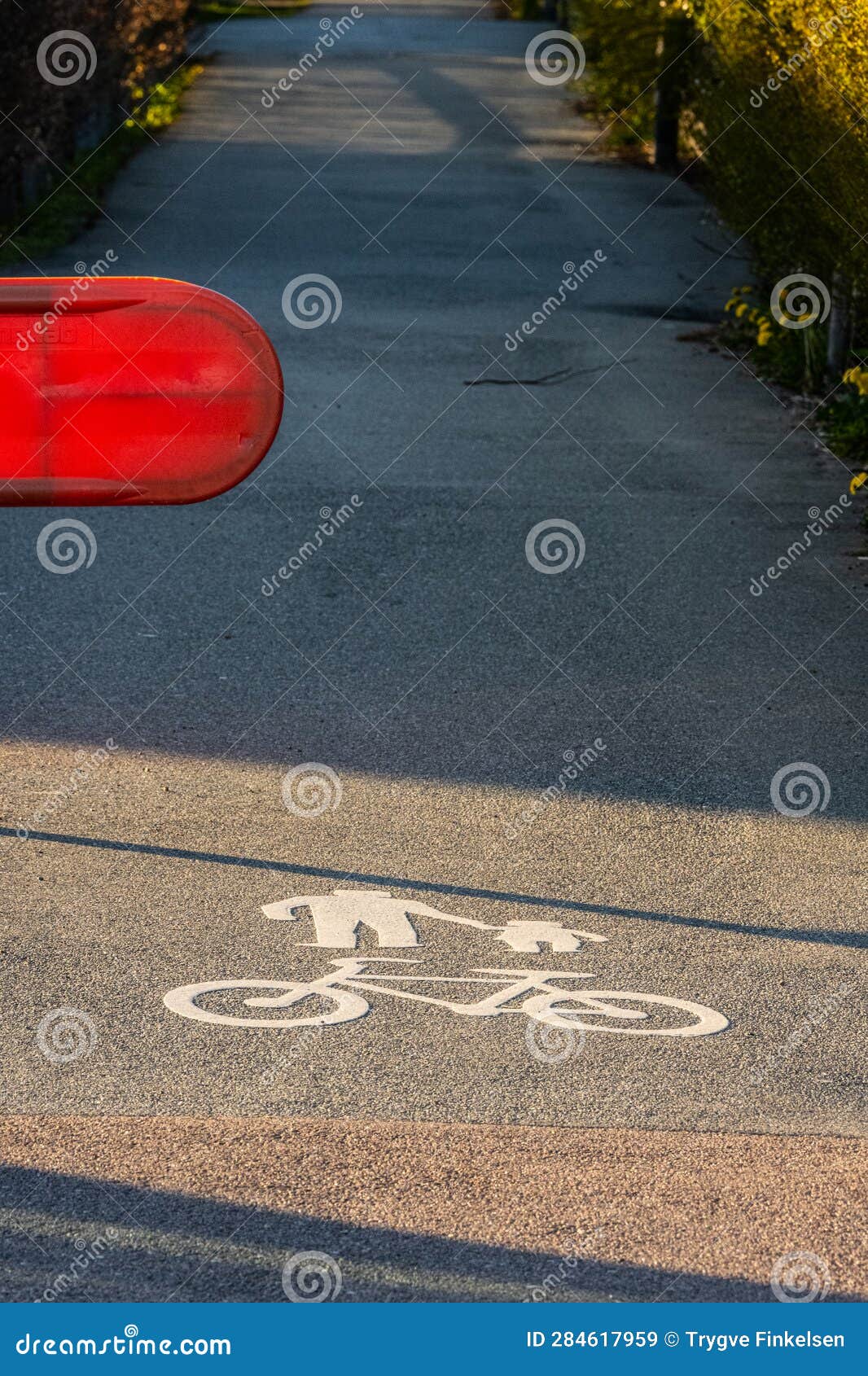 Markings of a Combined Pedestrian and Bicycle Path.. Stock Image ...
