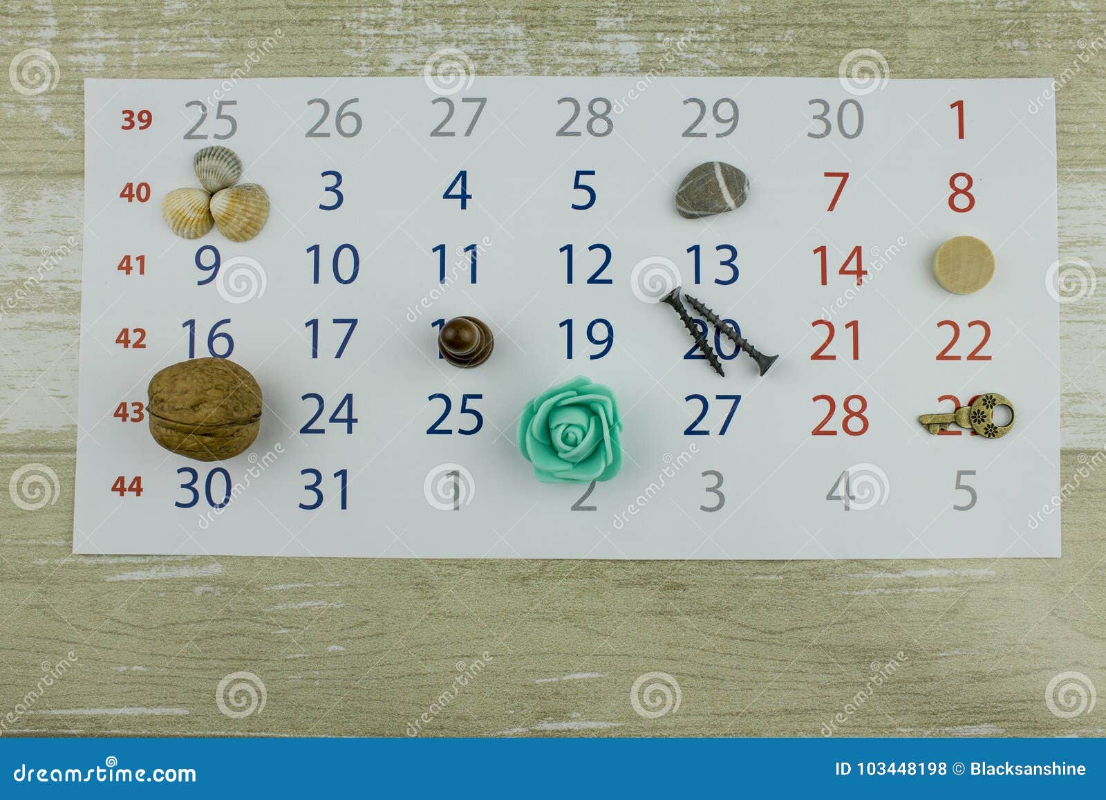 Marks Objects on the Calendar Stock Photo - Image of organizer ...