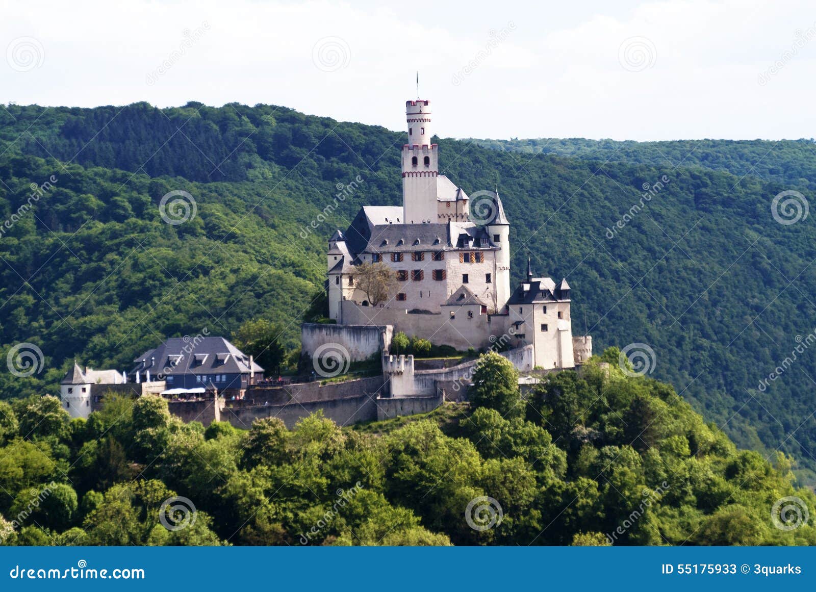 Marksburg Castle at the River Rhine Stock Image - Image of braubach ...