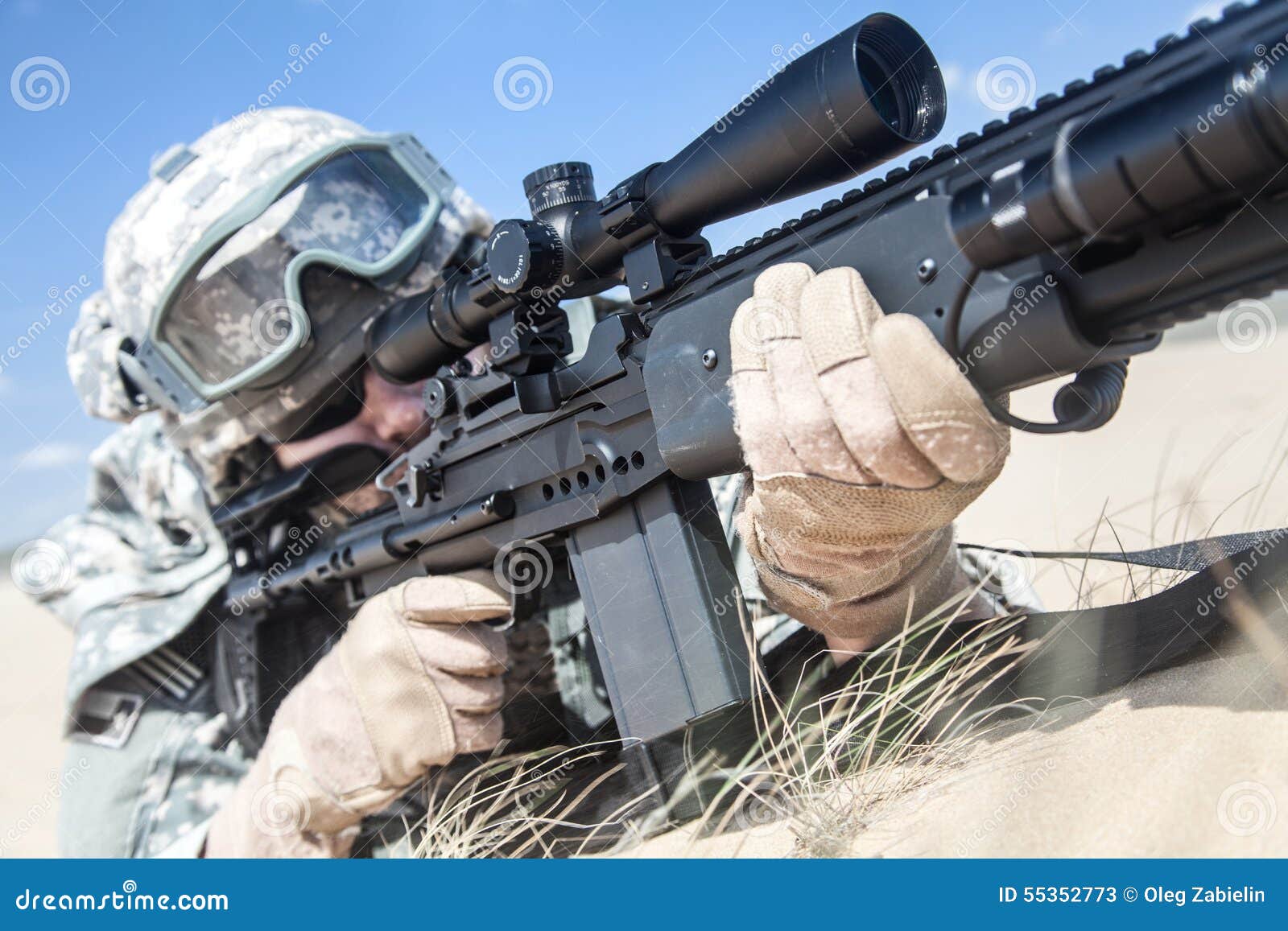Marksman in action stock image. Image of mate, lying - 55352773
