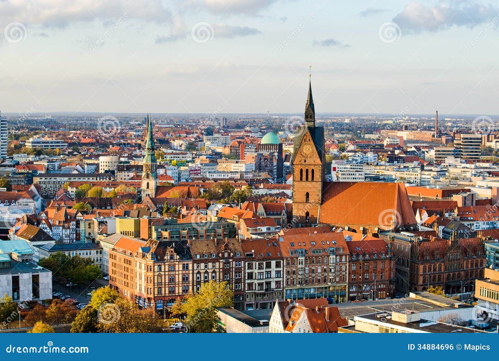 Marktkirche and Hannover City, Germany Stock Photo - Image of skyline ...