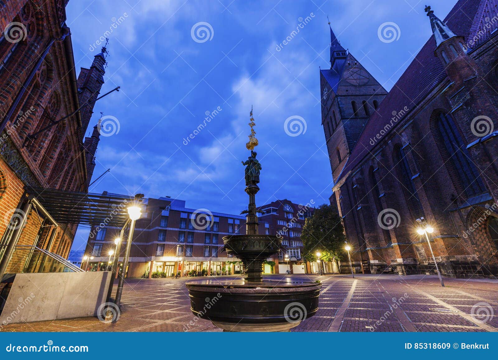 Marktkirche in Hanover at Night Stock Image - Image of outdoors ...