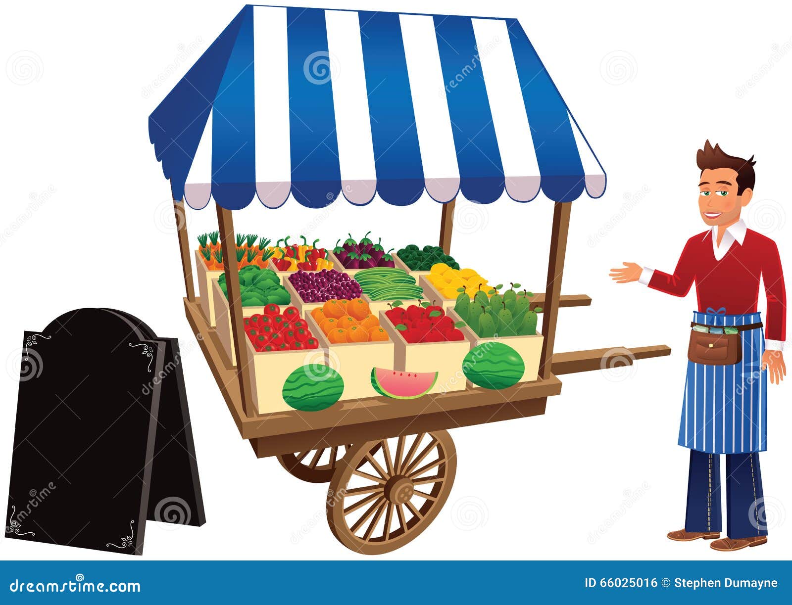 Marktkraam en handelaar vector illustratie. Illustration of ...