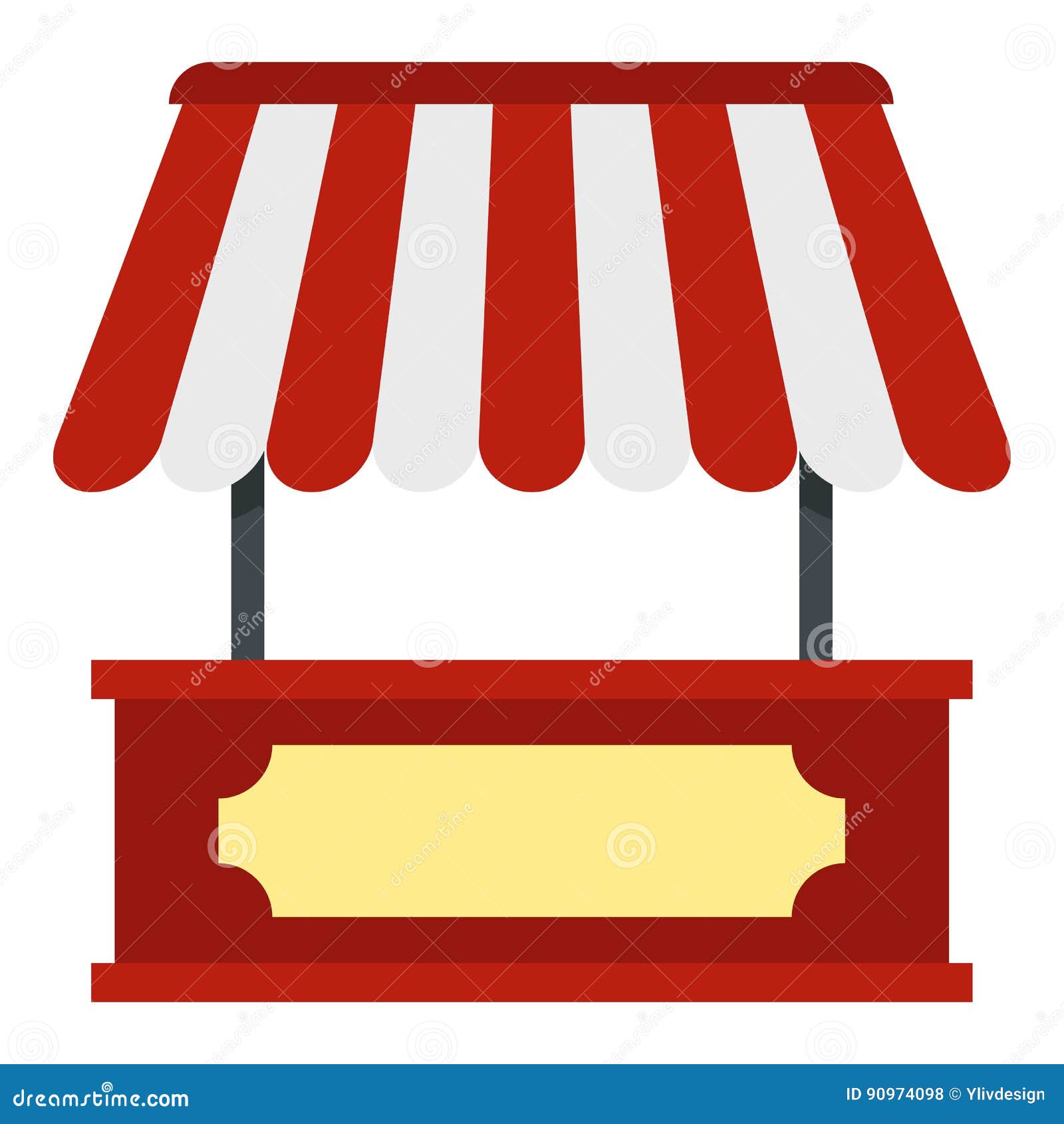Marktkraam Met Rood En Wit Afbaardend Pictogram Vector Illustratie ...
