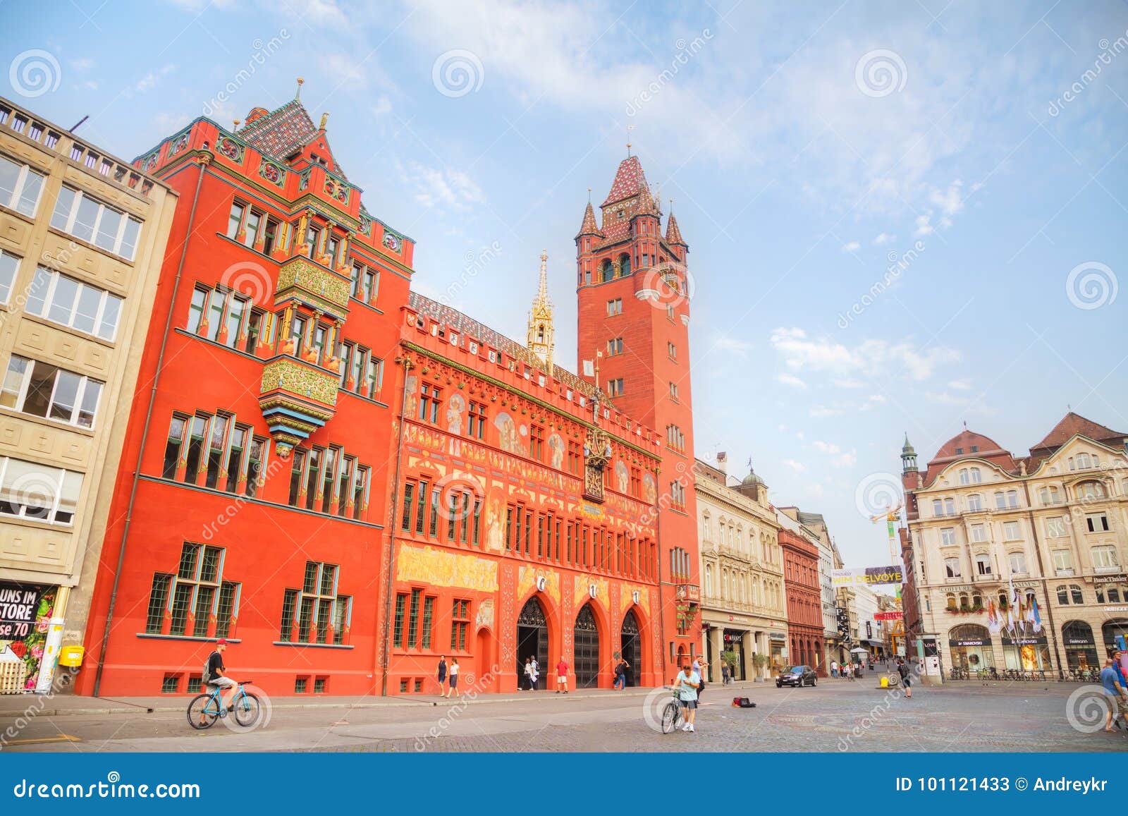 Marktplatz with the Rathaus in Basel Editorial Stock Photo - Image of ...