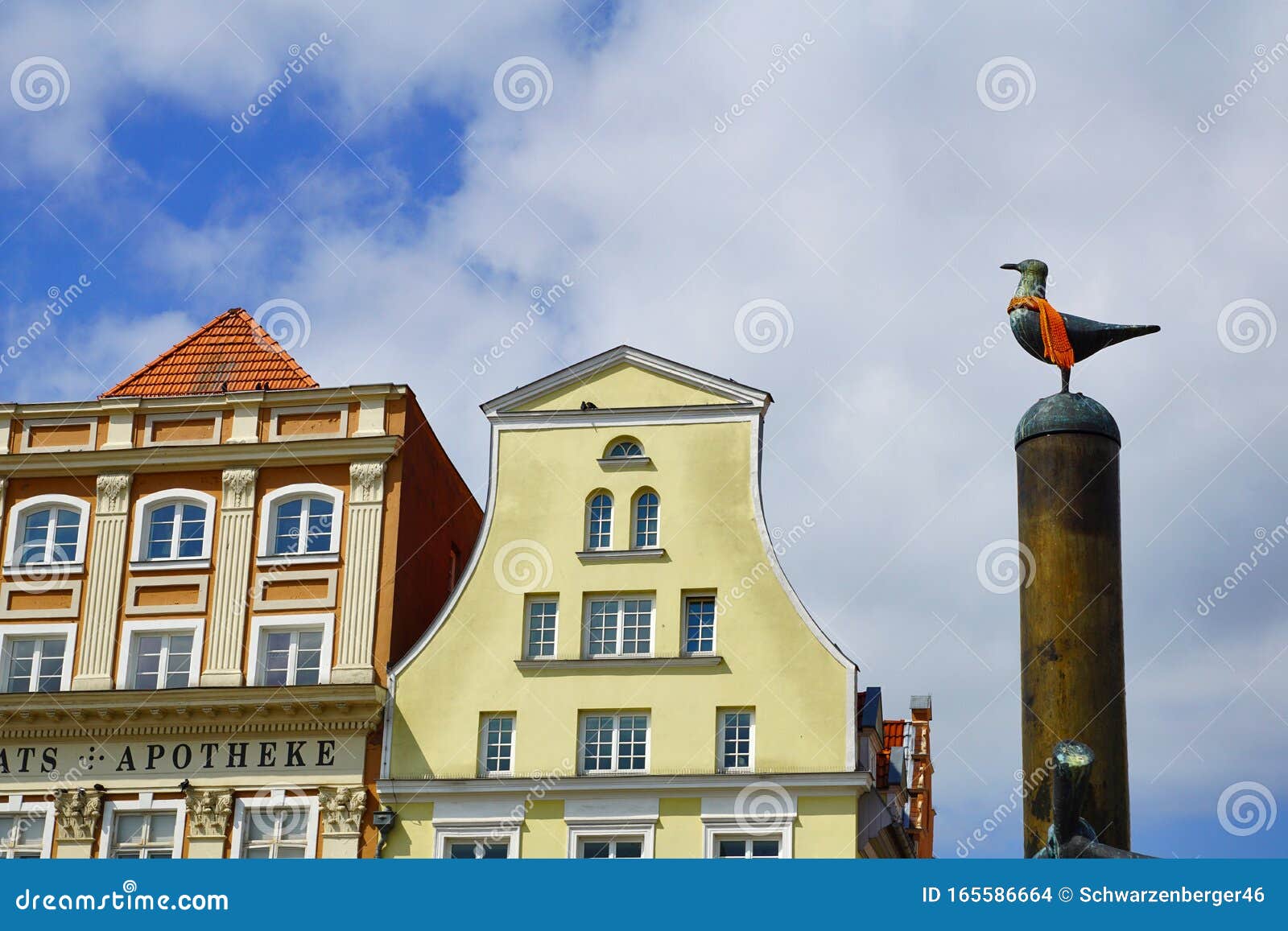 Market Square with Historic Houses of Rostock with Seagull Stock Photo - Image of europe, street ...
