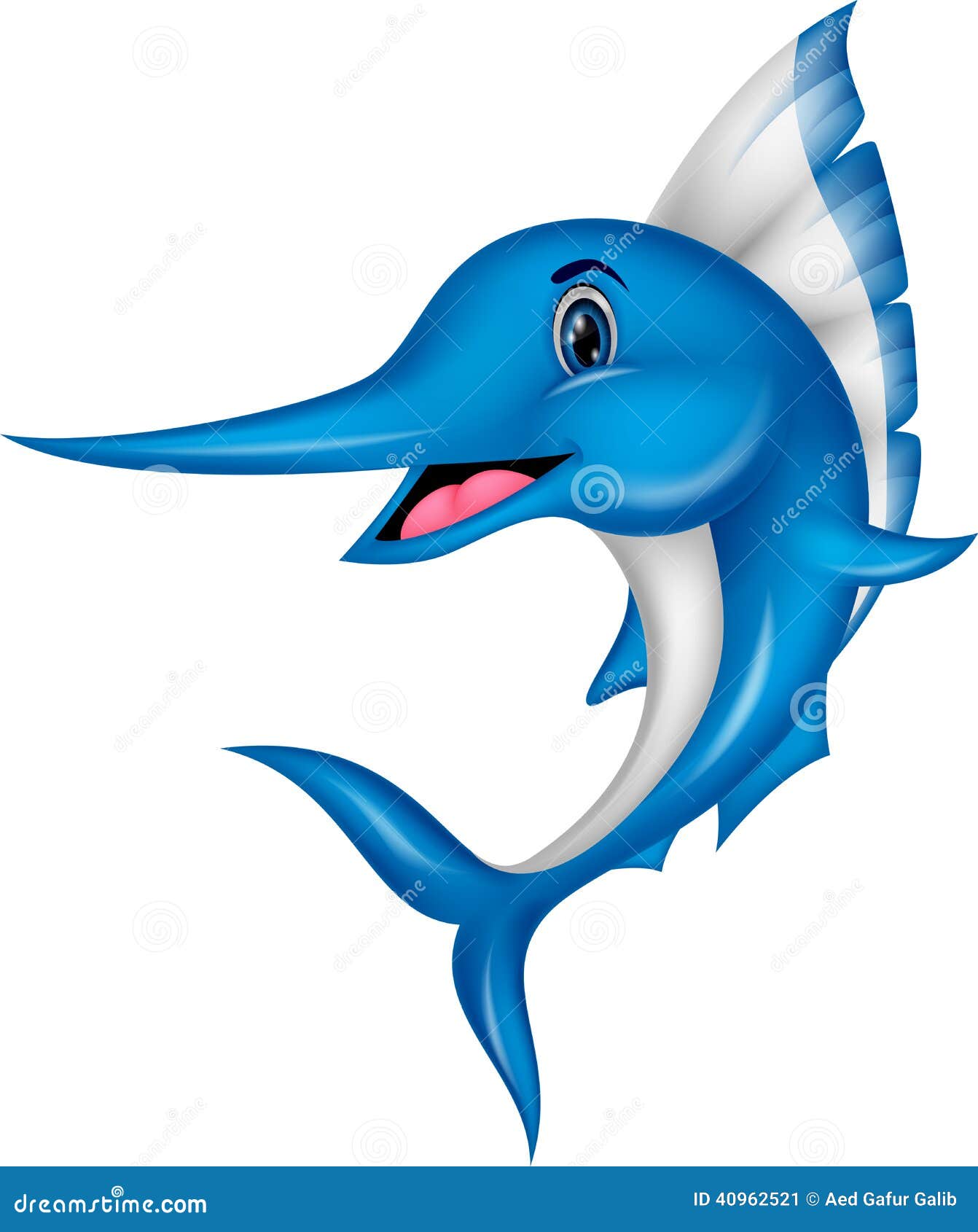 Marlin fish cartoon stock vector. Illustration of blue - 40962521