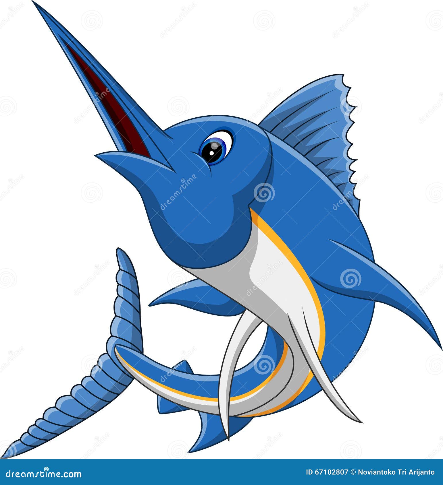 Marlin fish cartoon stock vector. Illustration of comic - 67102807