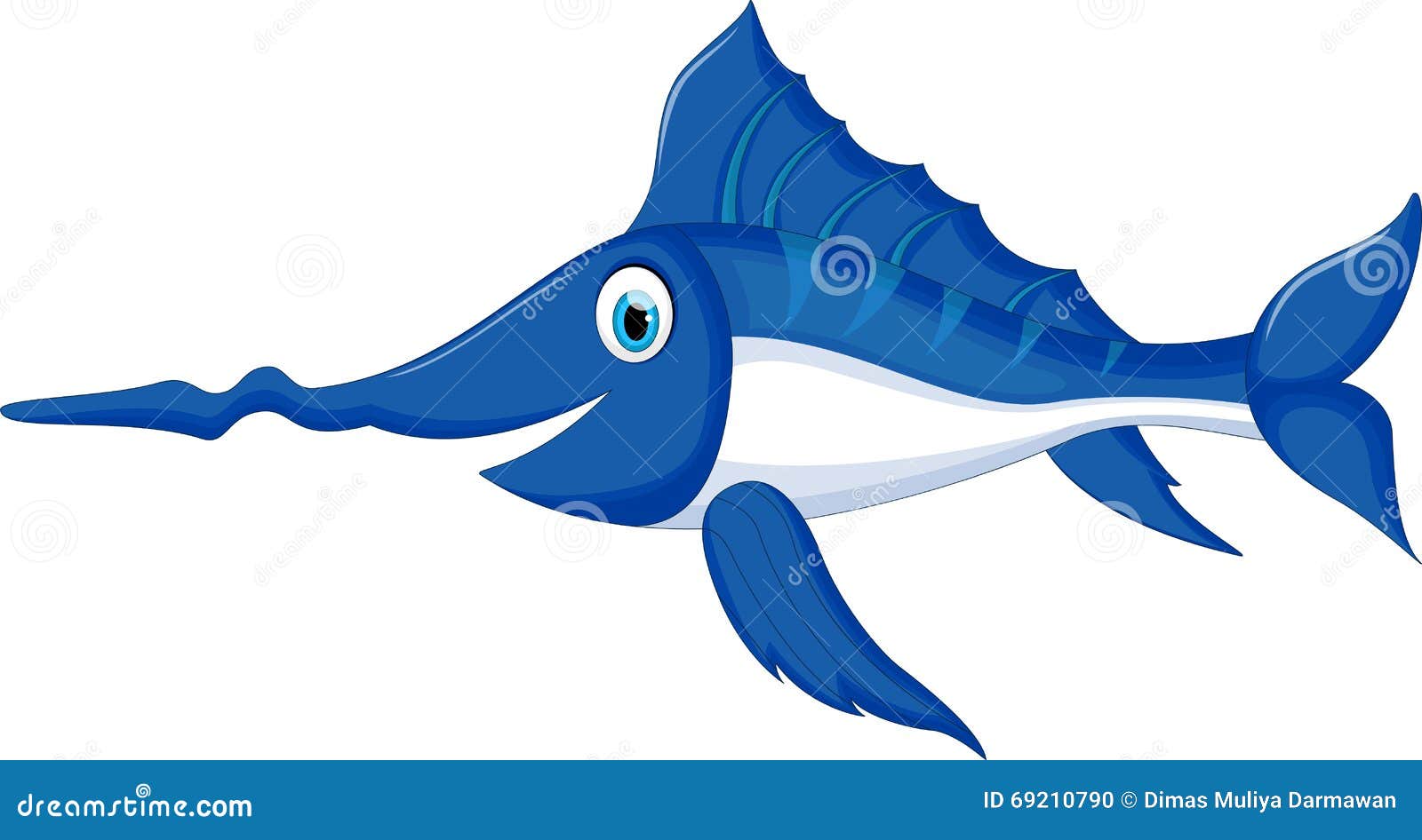 Marlin fish cartoon stock illustration. Illustration of sword - 69210790