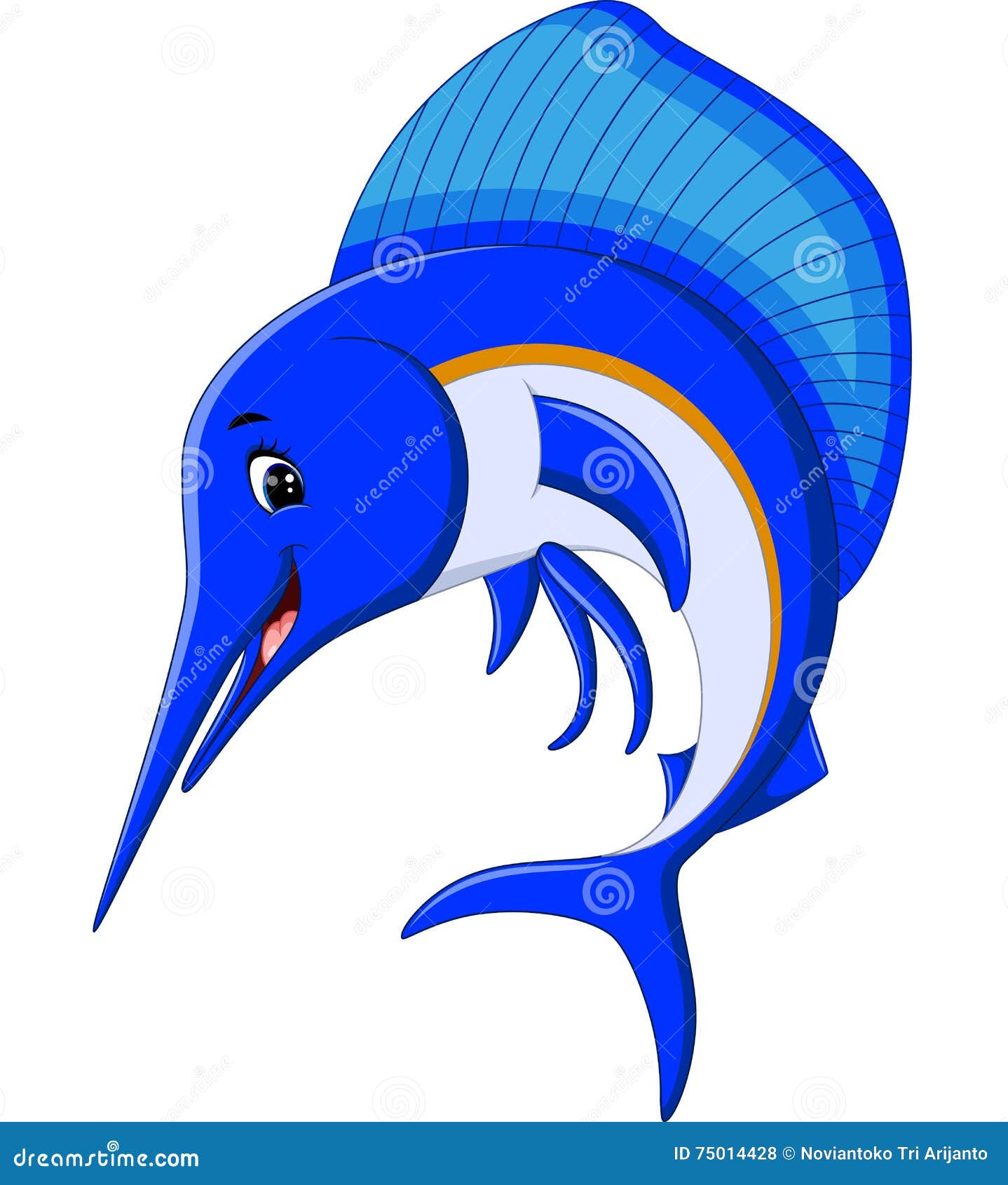 Marlin fish cartoon stock vector. Illustration of marlin - 75014428