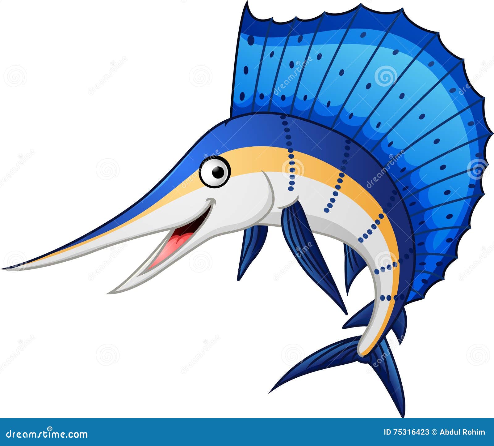 Marlin fish cartoon stock vector. Illustration of isolated - 75316423