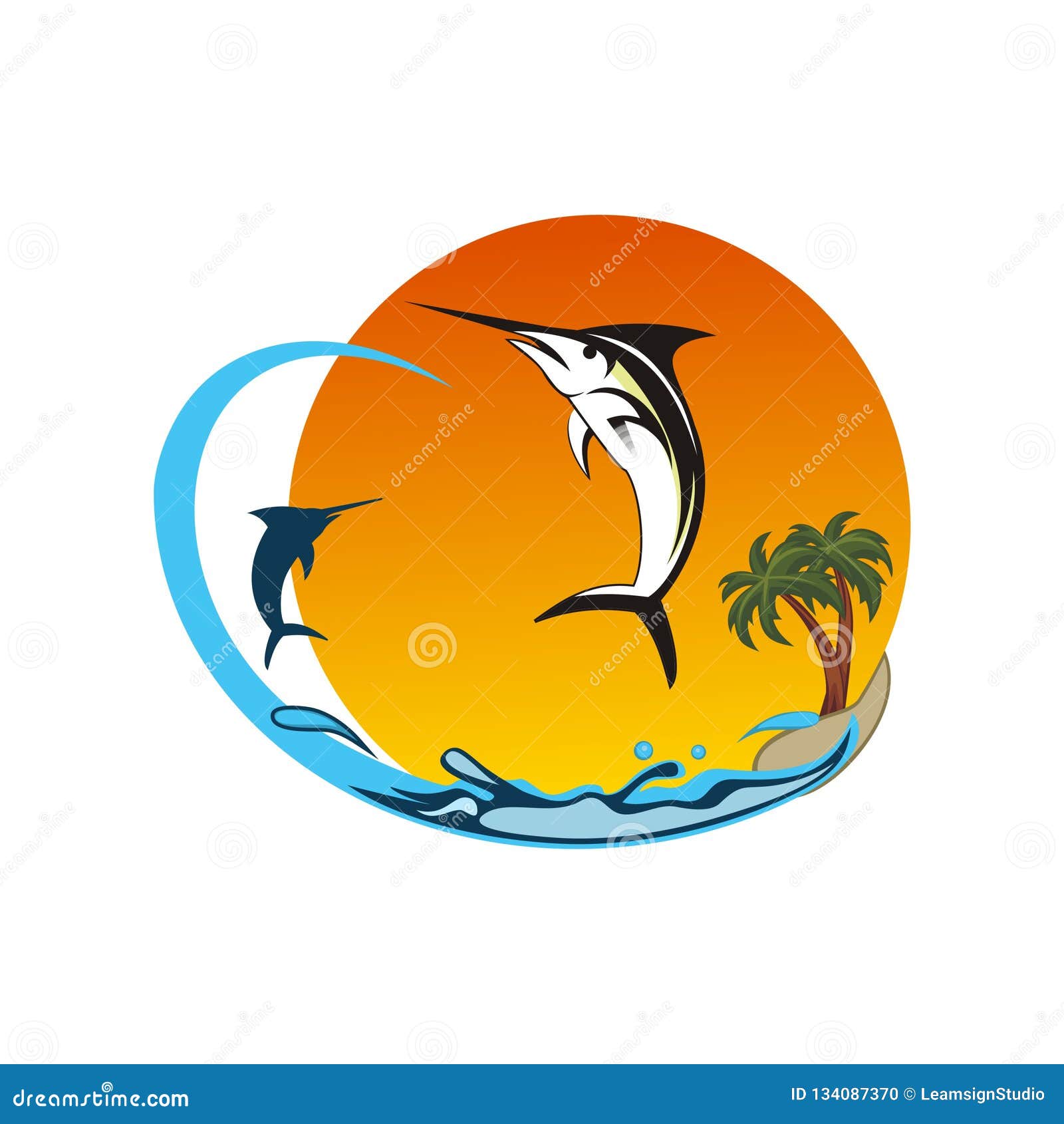 Marlin Fish Flying Design Vector Stock Vector - Illustration of fishing ...