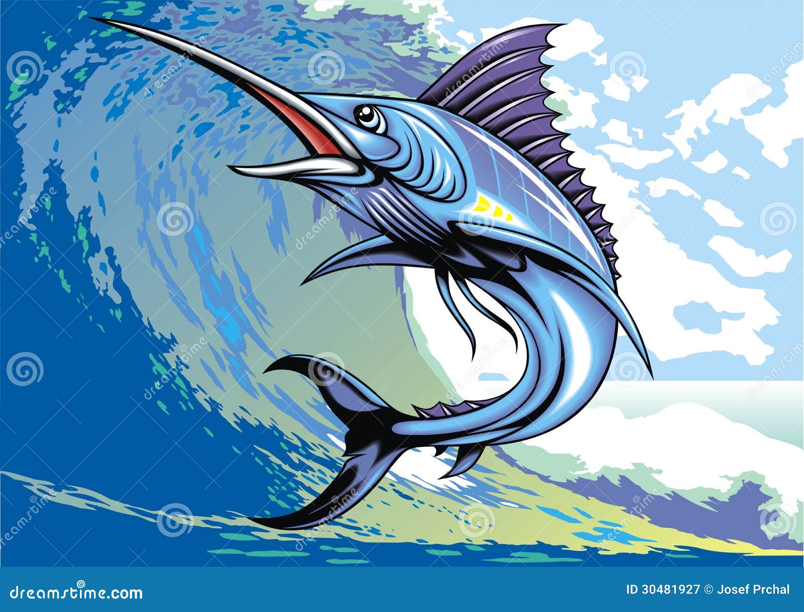 Marlin fish stock vector. Illustration of animated, swordfish - 30481927