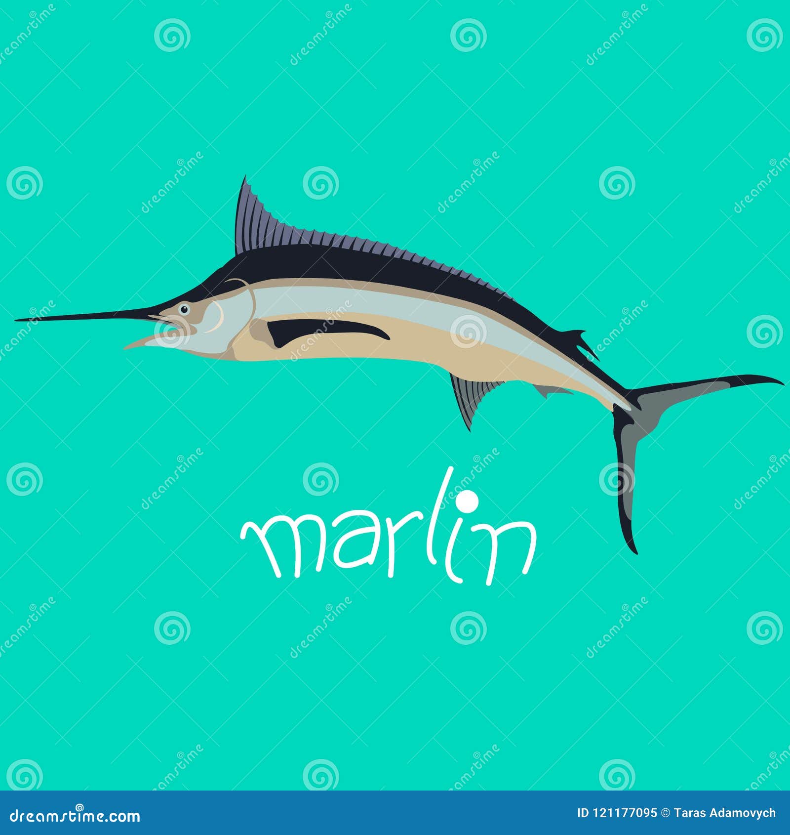 Marlin Fish Vector Illustration Flat Style Profile Stock Vector ...