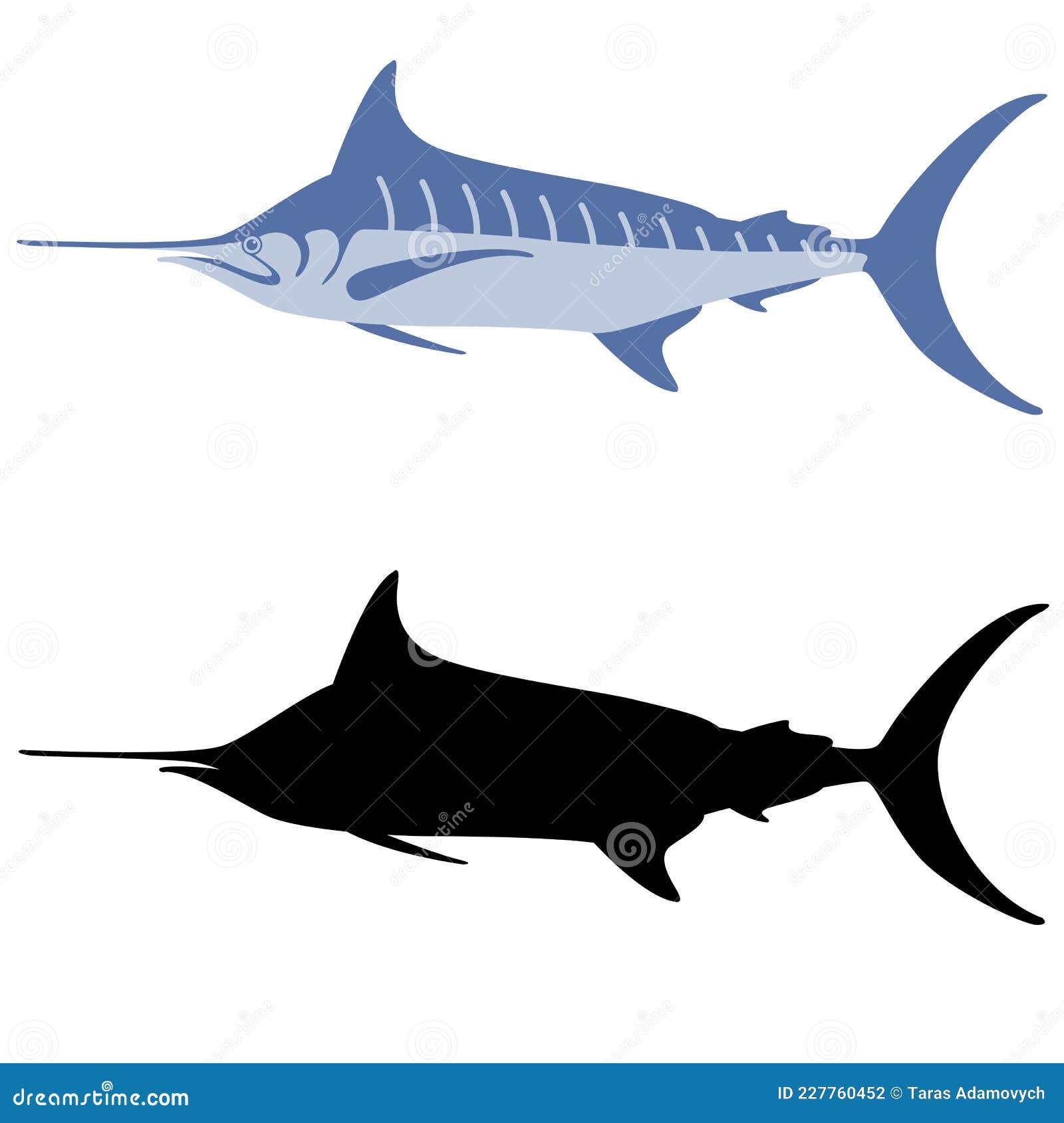Marlin Fish , Vector Illustration, Flat Style, Side View Stock Vector ...