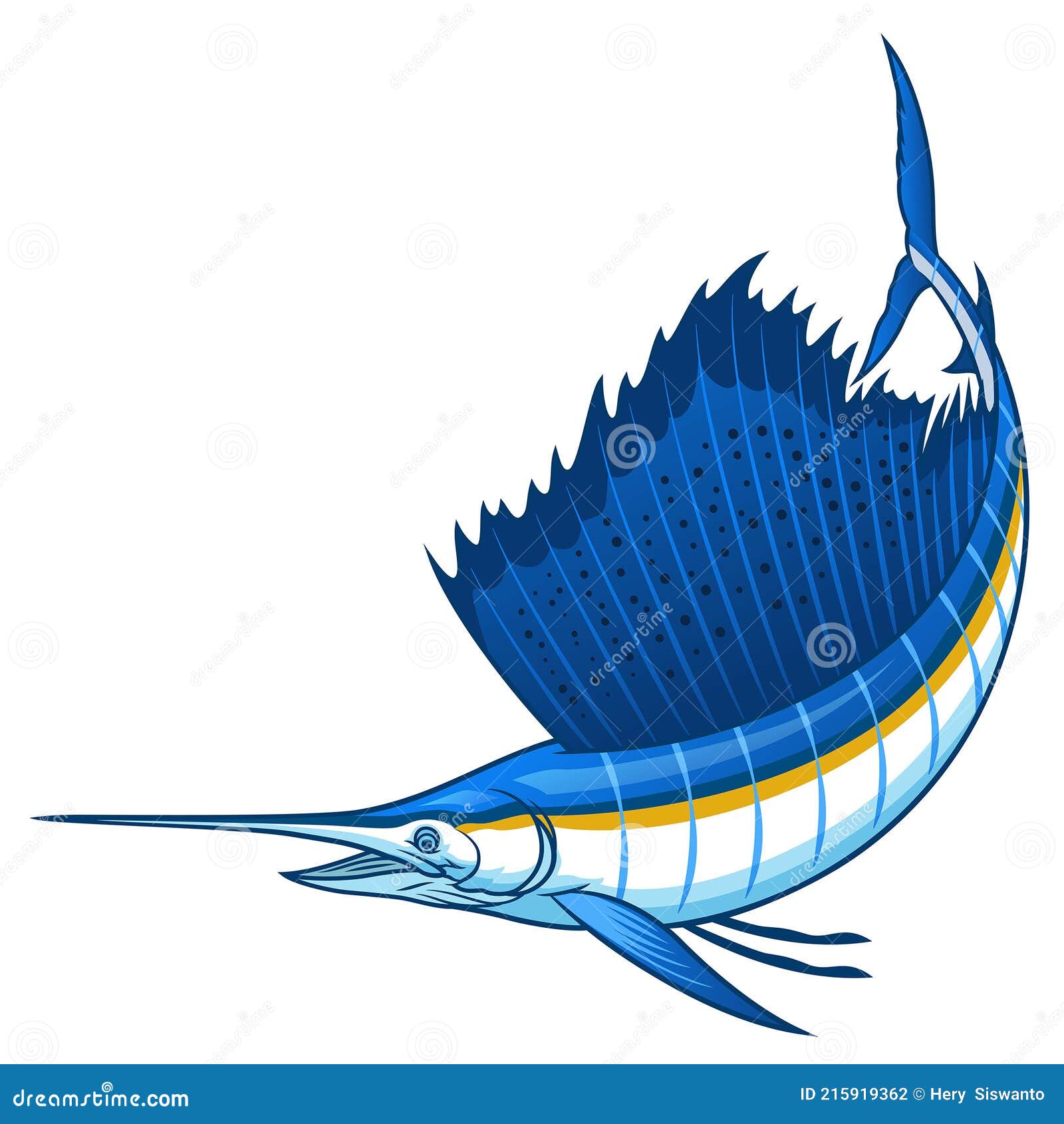 Marlin Velfish Com Barbatana De Vela Grande Ilustração do Vetor ...