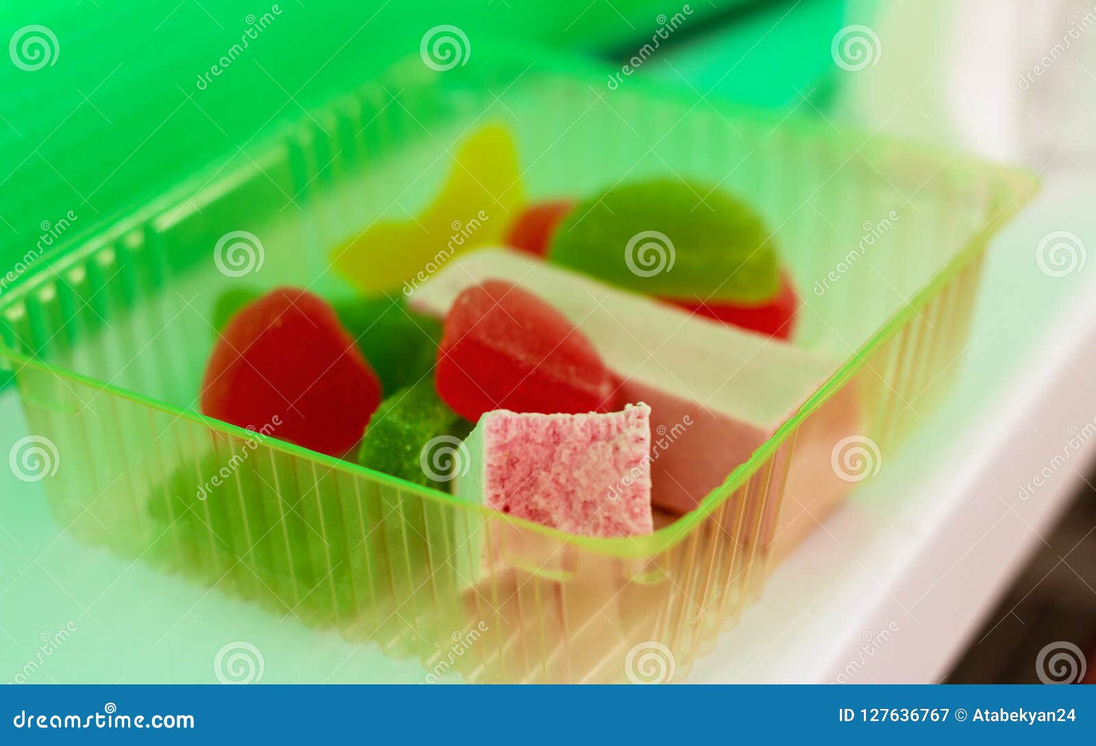 Marmalade and Candy in Plastic Box Stock Image - Image of fruit ...