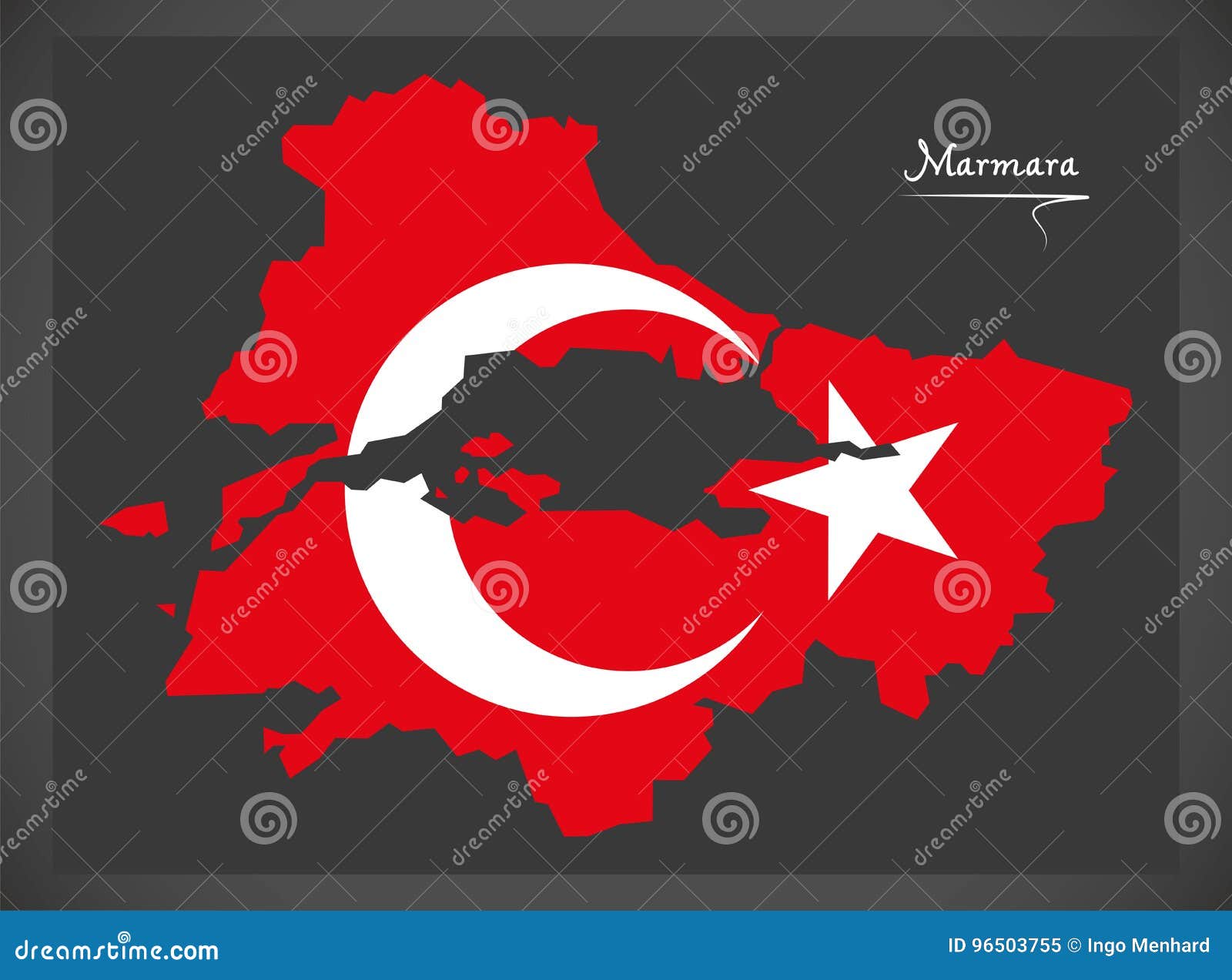 Marmara Turkey Map with Turkish National Flag Illustration Stock Vector ...