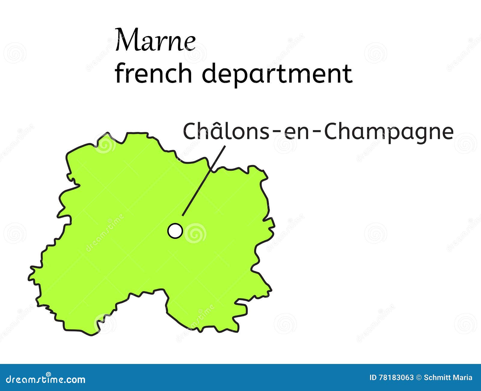 Marne French Department Map Stock Vector - Illustration of silhouette ...