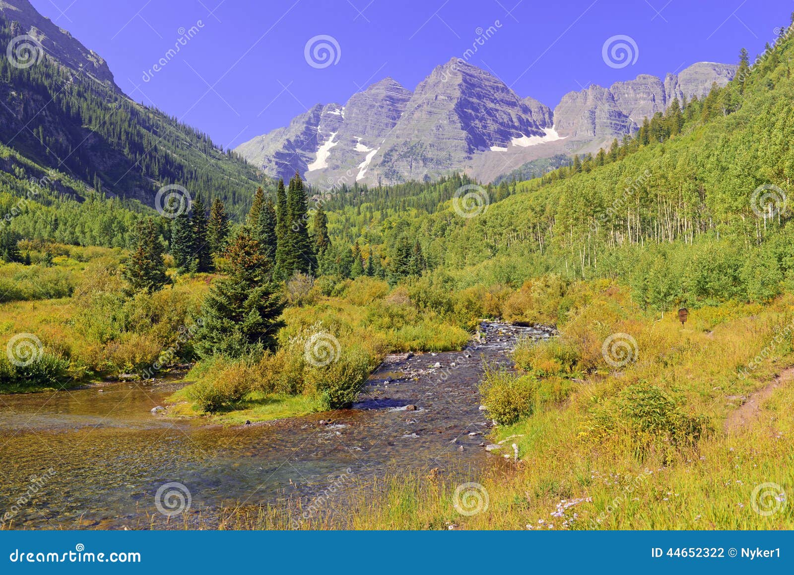 Maroon Bells, Elk Range, Rocky Mountains, Colorado Stock Photo - Image ...