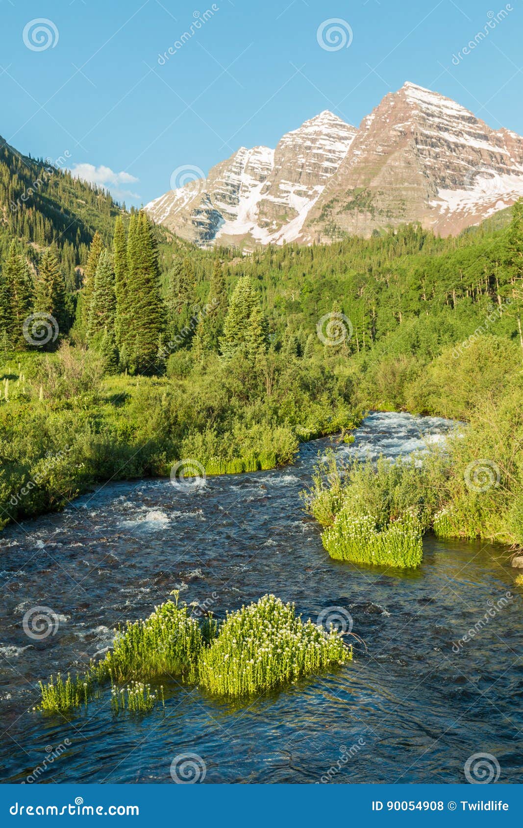 Maroon Bells Summer Scenic stock photo. Image of mountains - 90054908