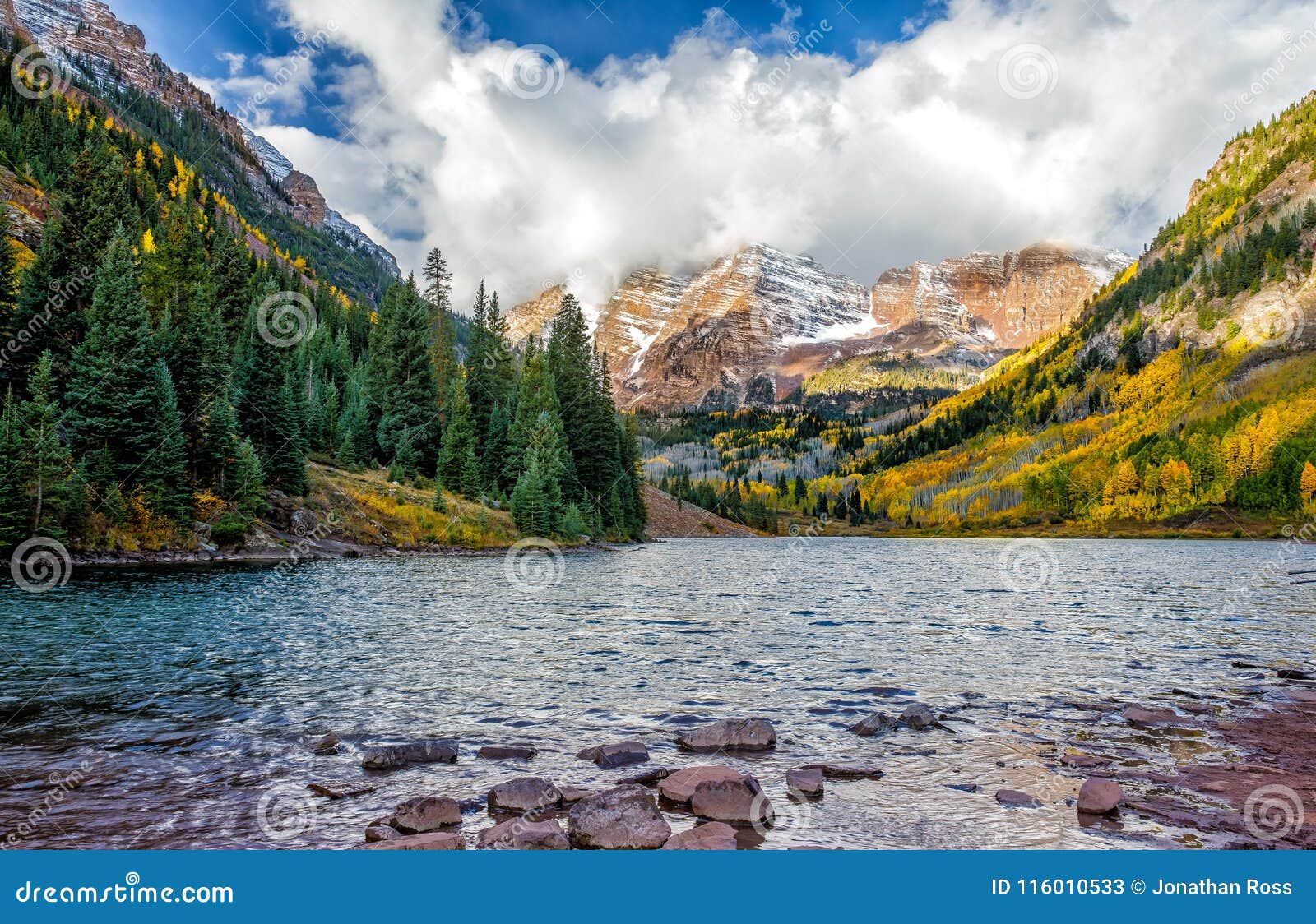 Maroon bells during fall stock image. Image of landscape - 116010533